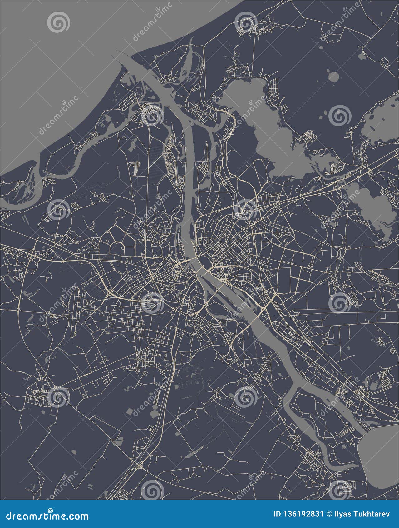 Mapa De La Ciudad De Riga, Letonia Stock de ilustración - Ilustración ...
