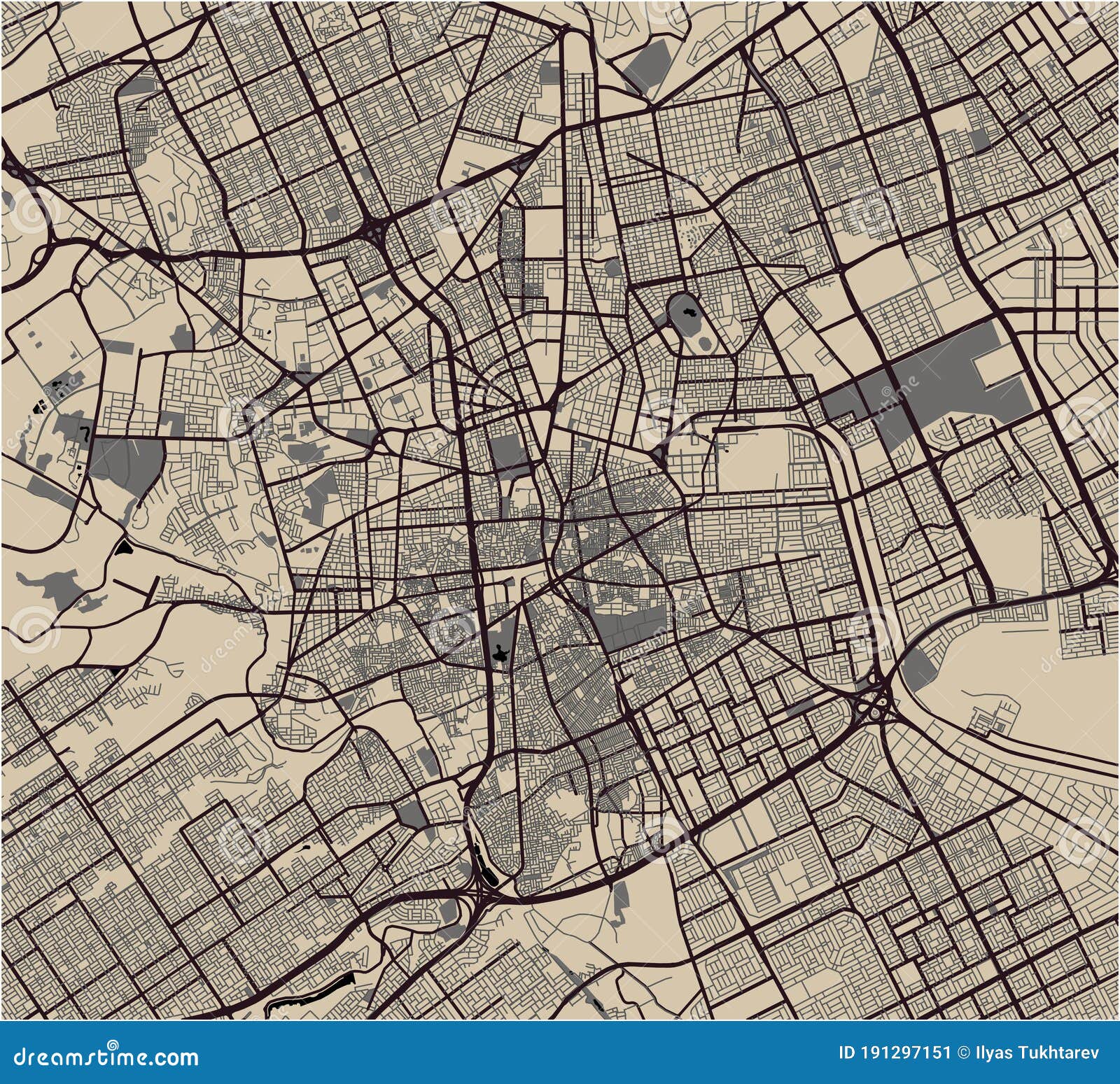 Mapa De La Ciudad De Riyadh Arabia Saudita Ilustración del Vector ...