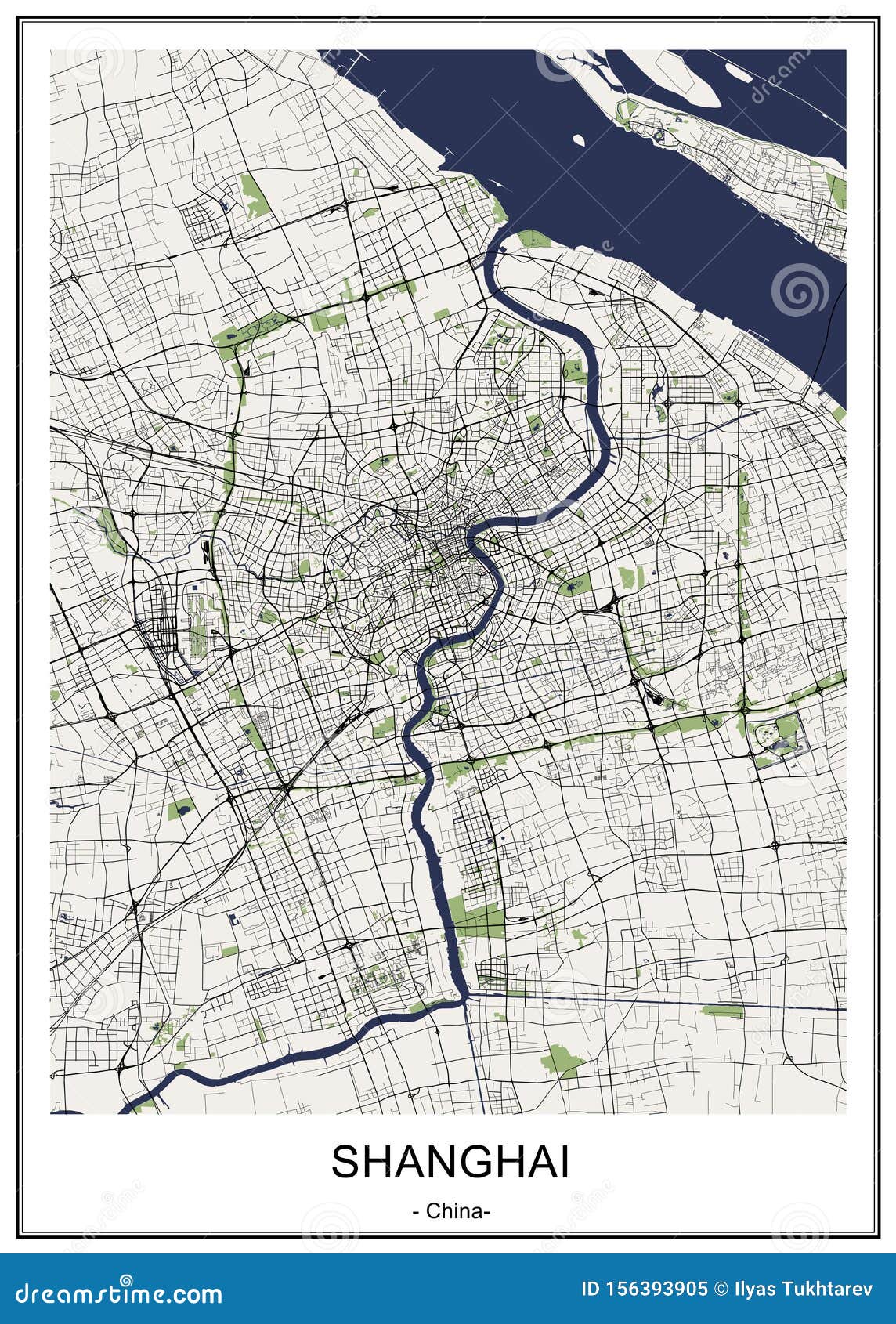 Mapa De La Ciudad De Shanghai, China Stock de ilustración - Ilustración ...
