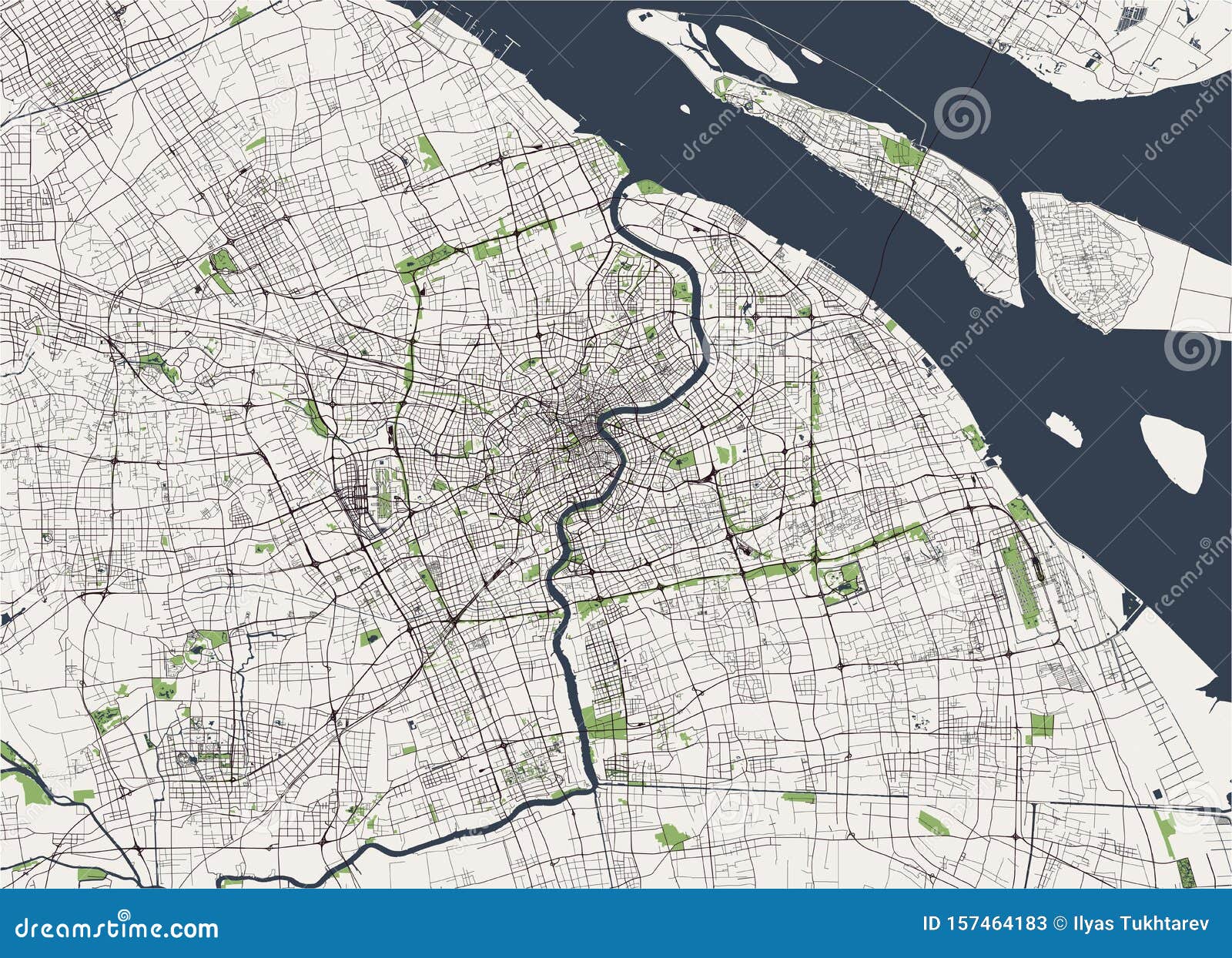 Mapa De La Ciudad De Shanghai, China Stock de ilustración - Ilustración ...