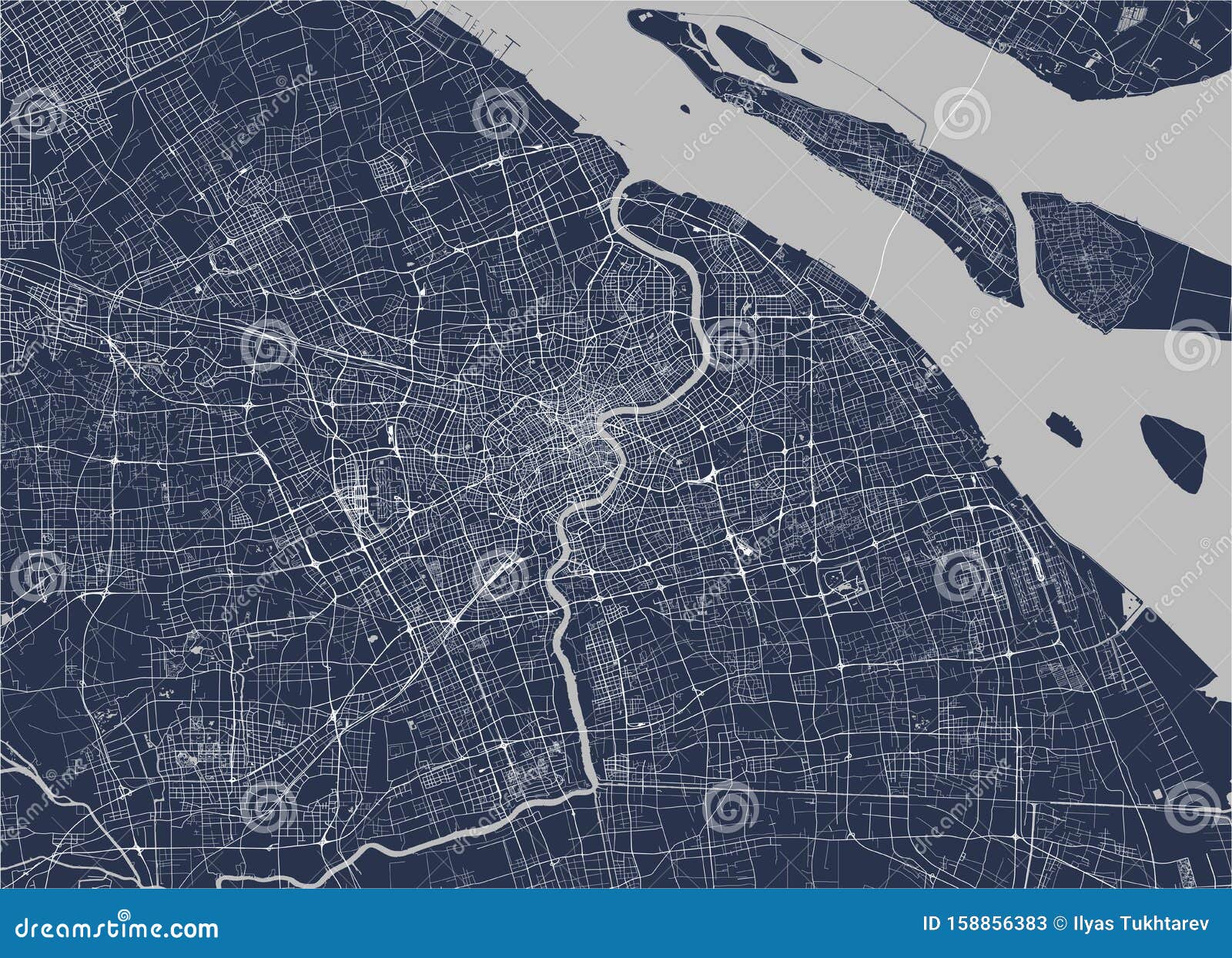 Mapa De La Ciudad De Shanghai, China Stock de ilustración - Ilustración ...