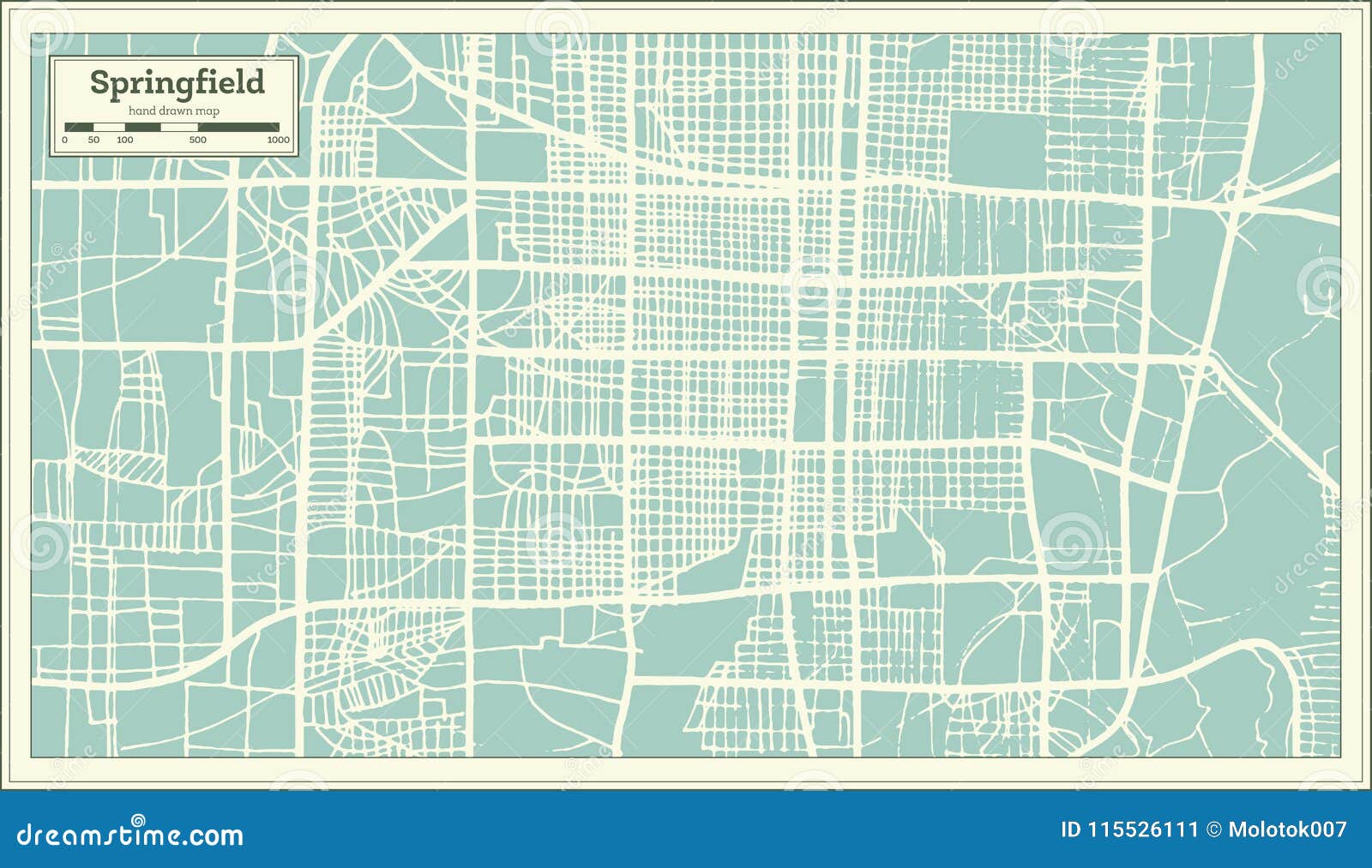 Mapa De La Ciudad De Springfield Los E.E.U.U. En Estilo Retro Ejemplo ...