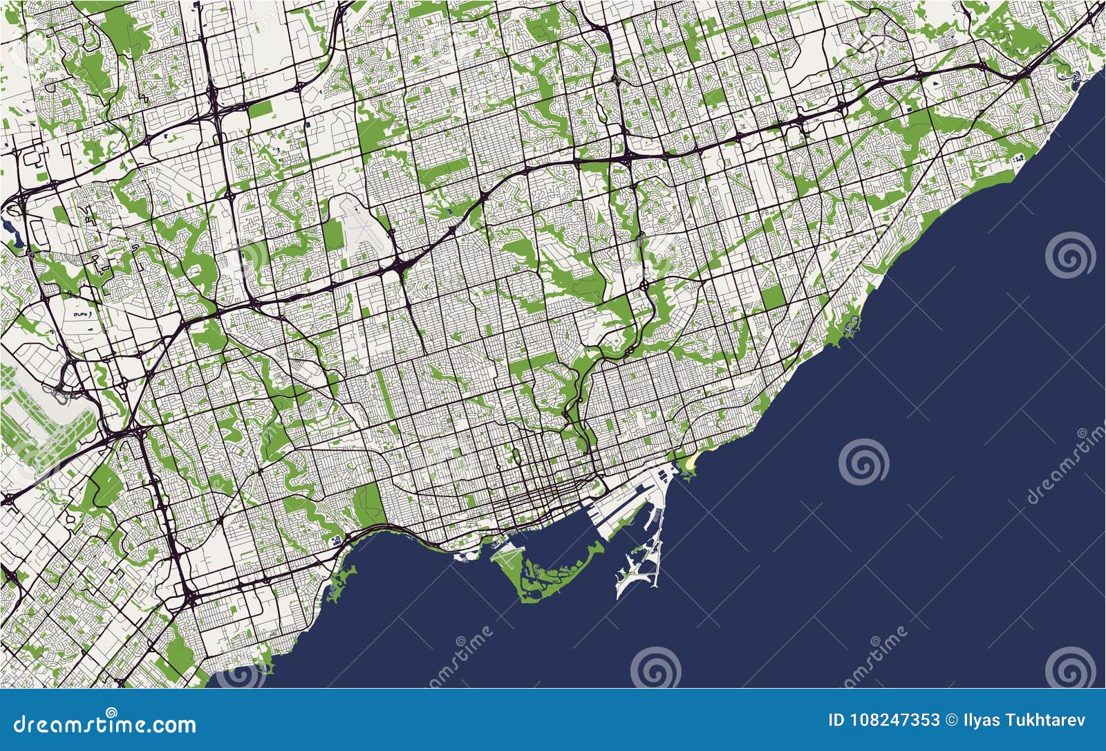 Mapa De La Ciudad De Toronto, Canadá Ilustración del Vector ...