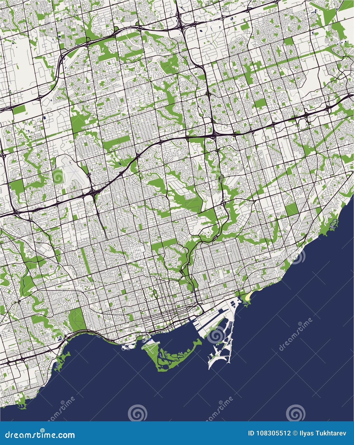 Mapa De La Ciudad De Toronto, Canadá Ilustración del Vector ...