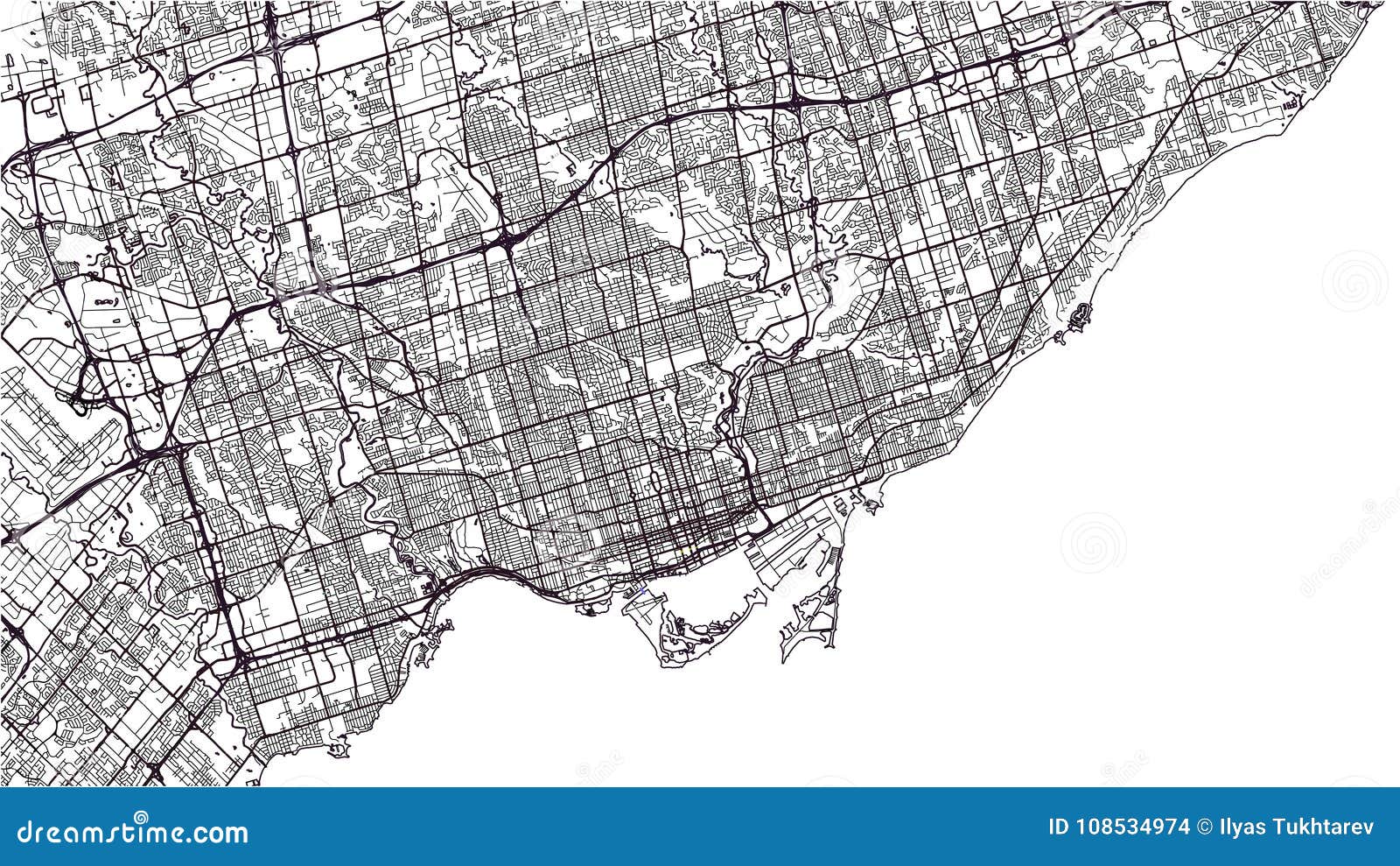 Mapa De La Ciudad De Toronto, Canadá Ilustración del Vector ...