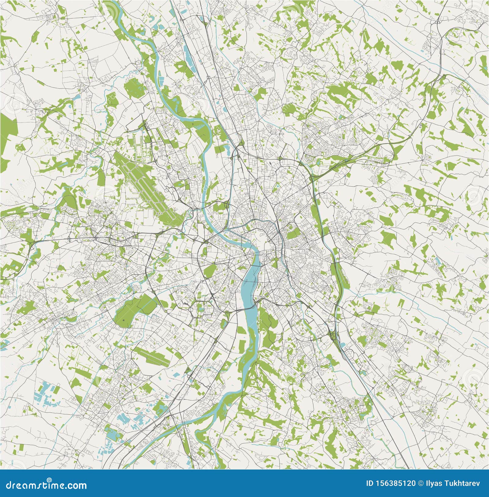 Mapa De La Ciudad De Toulouse, Francia Stock de ilustración ...