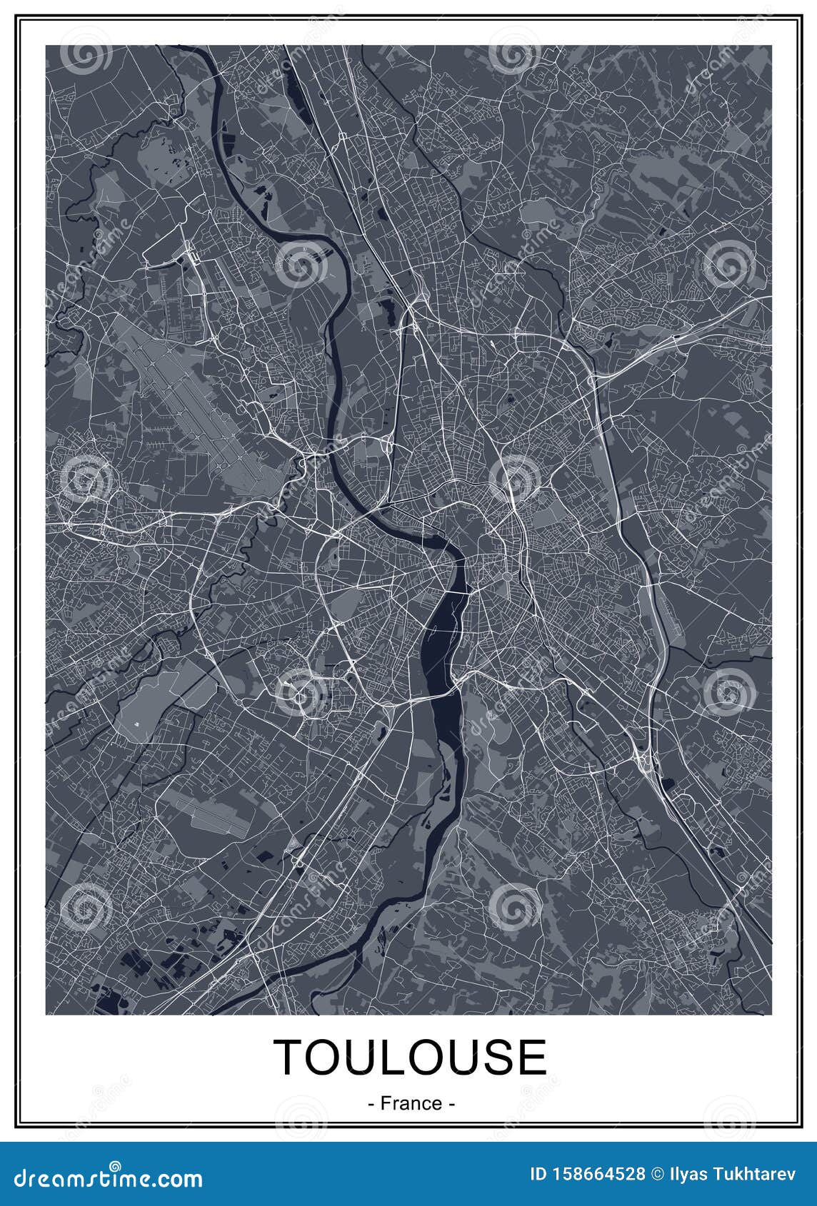 Mapa De La Ciudad De Toulouse, Francia Stock de ilustración ...