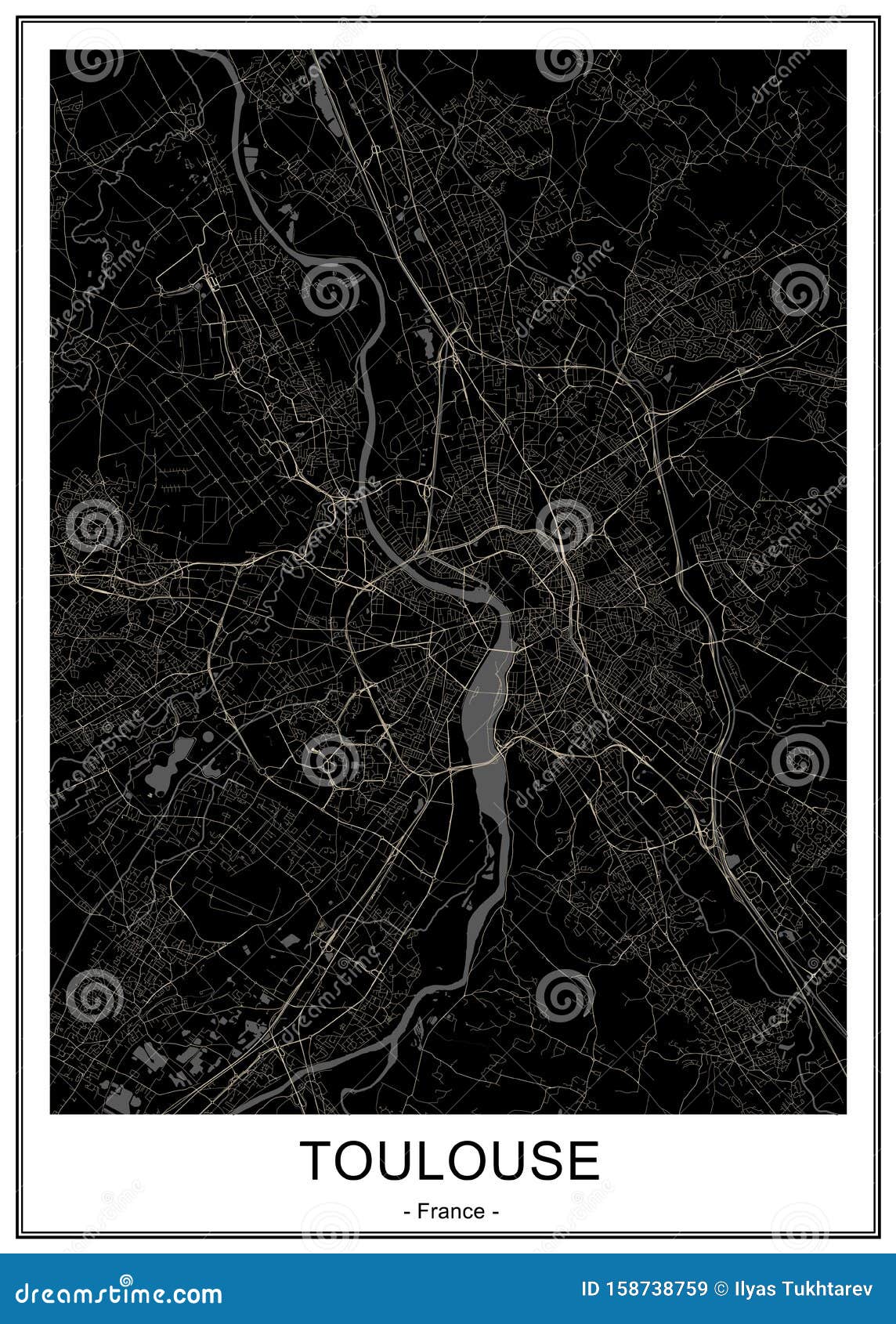 Mapa De La Ciudad De Toulouse, Francia Stock de ilustración ...