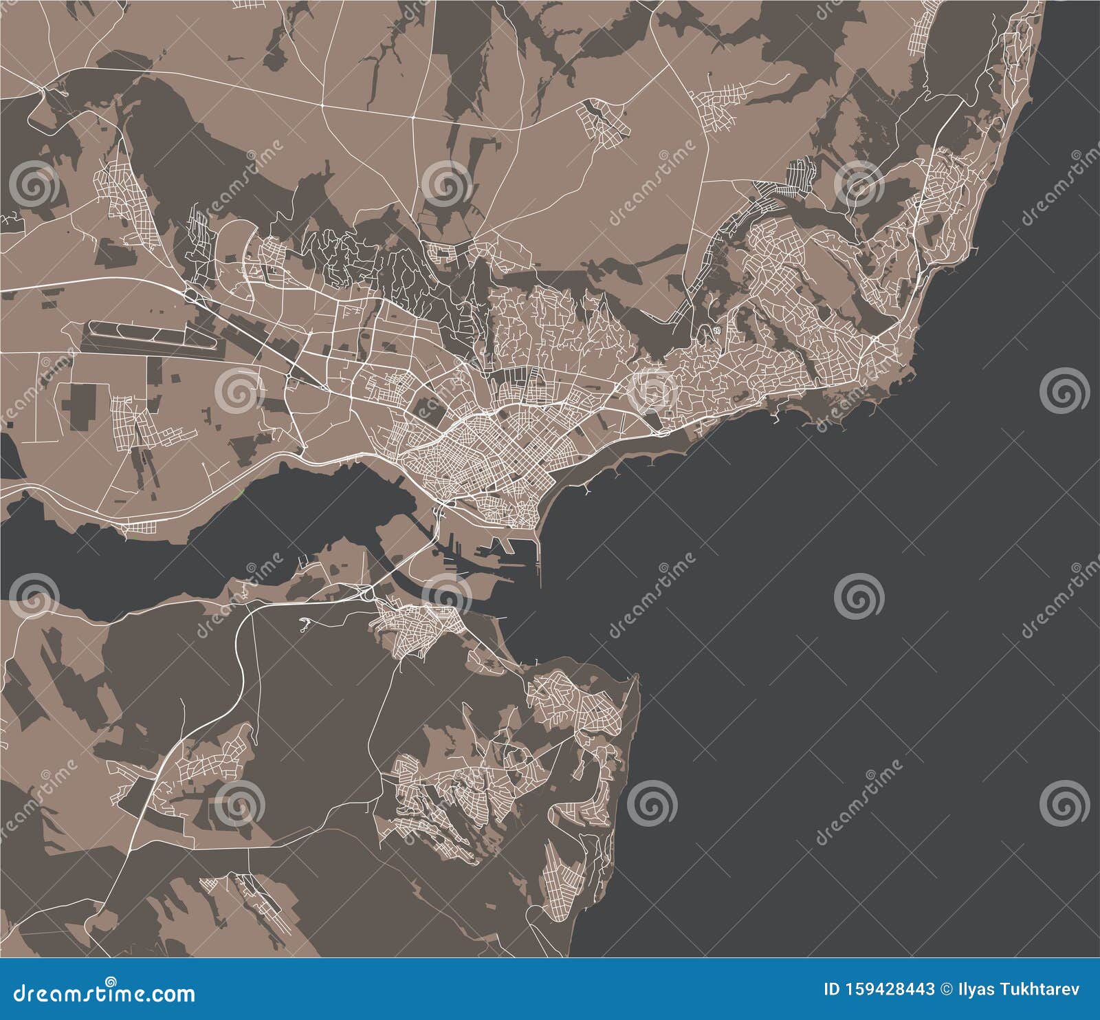 Mapa De La Ciudad De Varna, Bulgaria Stock de ilustración - Ilustración ...