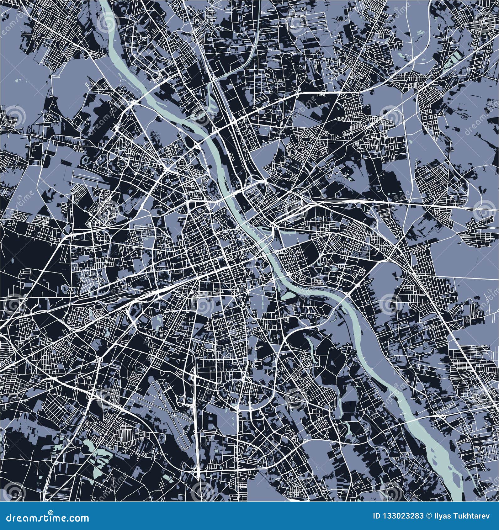 Mapa De La Ciudad De Varsovia, Polonia Stock de ilustración ...