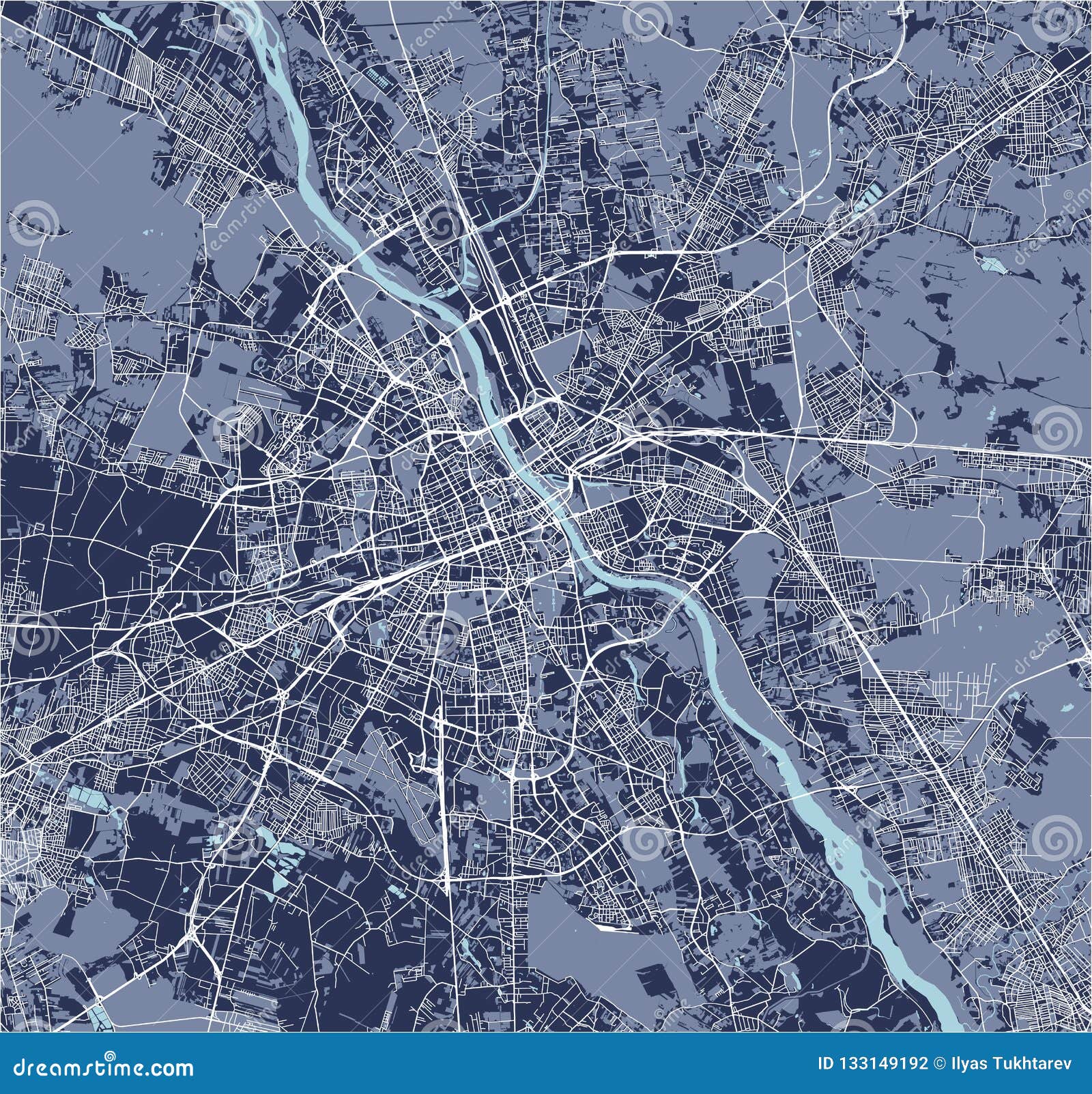 Mapa De La Ciudad De Varsovia, Polonia Stock de ilustración ...
