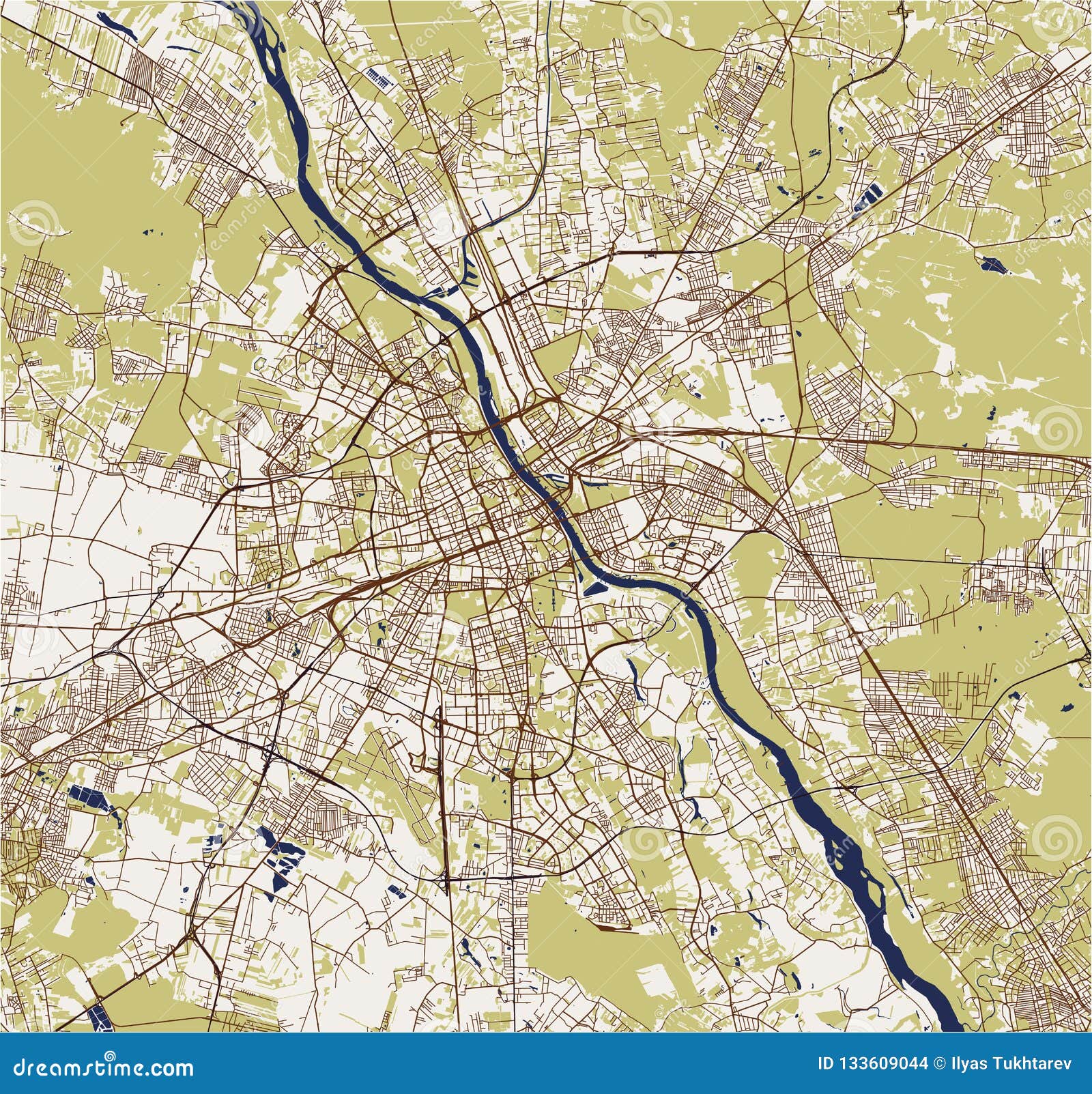 Mapa De La Ciudad De Varsovia, Polonia Stock de ilustración ...