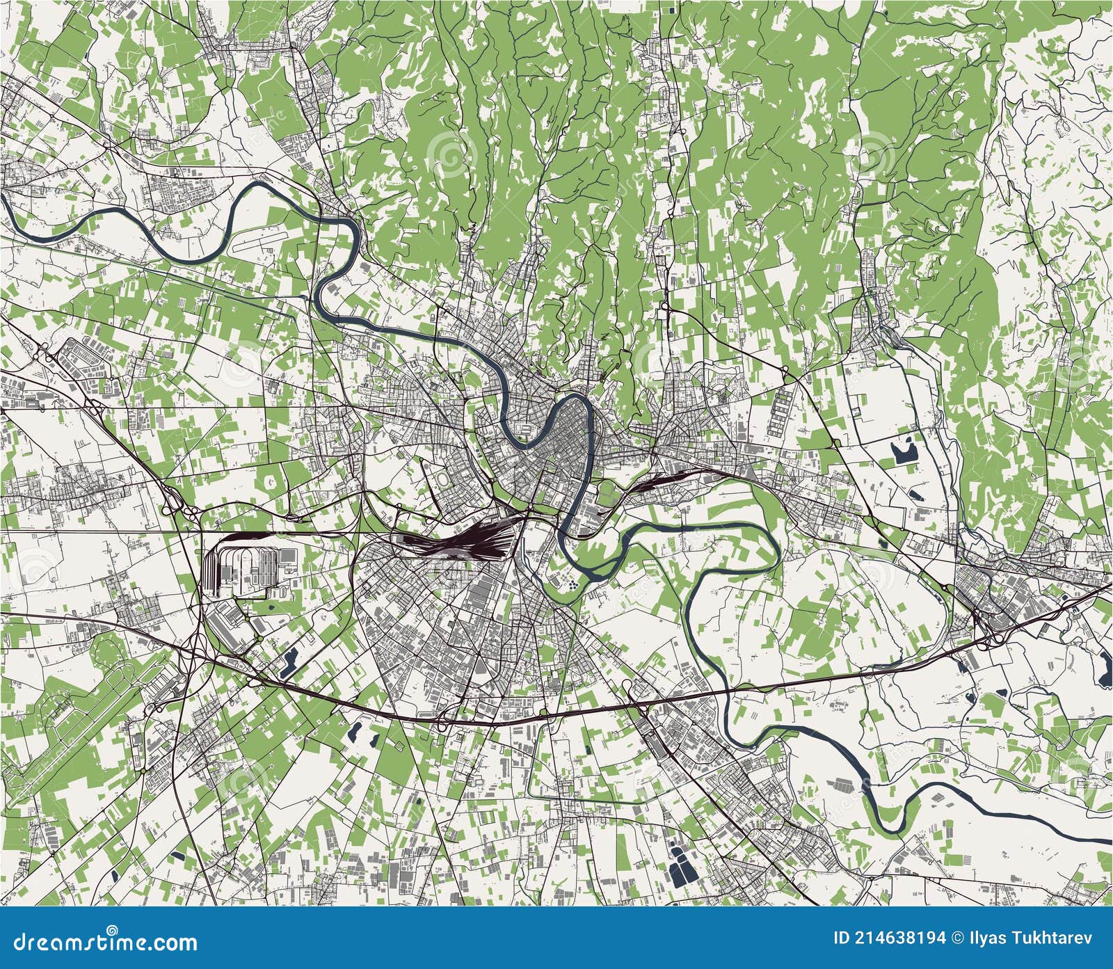 Mapa De La Ciudad De Verona Veneto Italia Ilustración del Vector ...