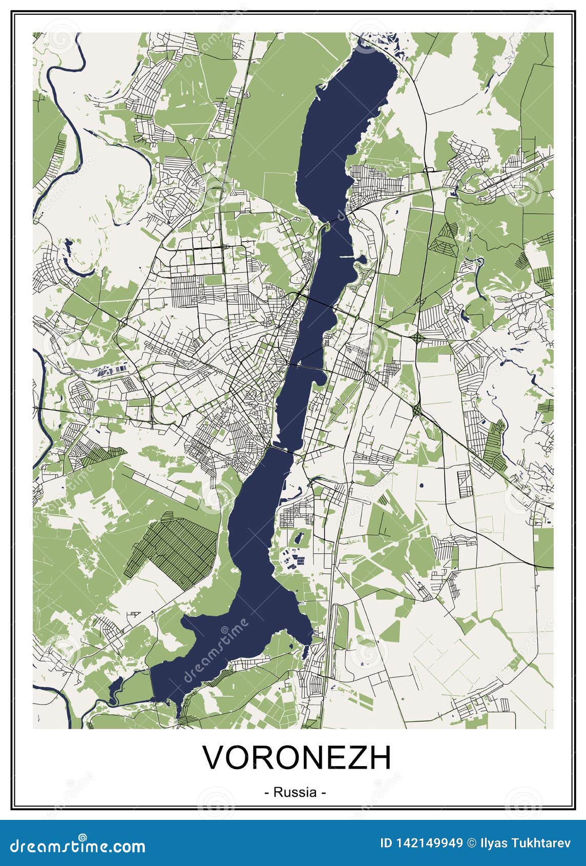 Mapa De La Ciudad De Voronezh, Rusia Stock de ilustración - Ilustración ...
