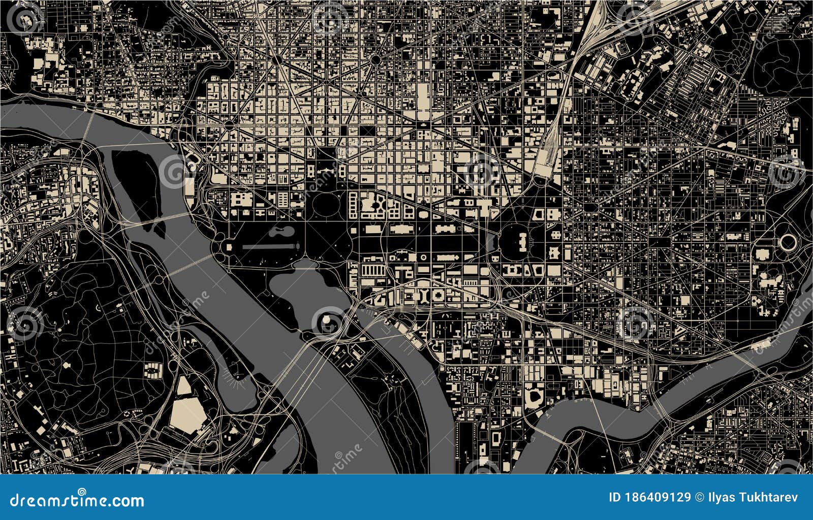 Mapa De La Ciudad De Washington Dc Usa Ilustración del Vector ...