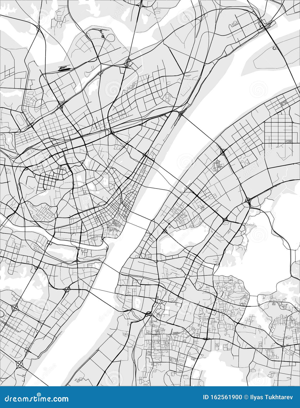 Mapa De La Ciudad De Wuhan, China Stock de ilustración - Ilustración de ...