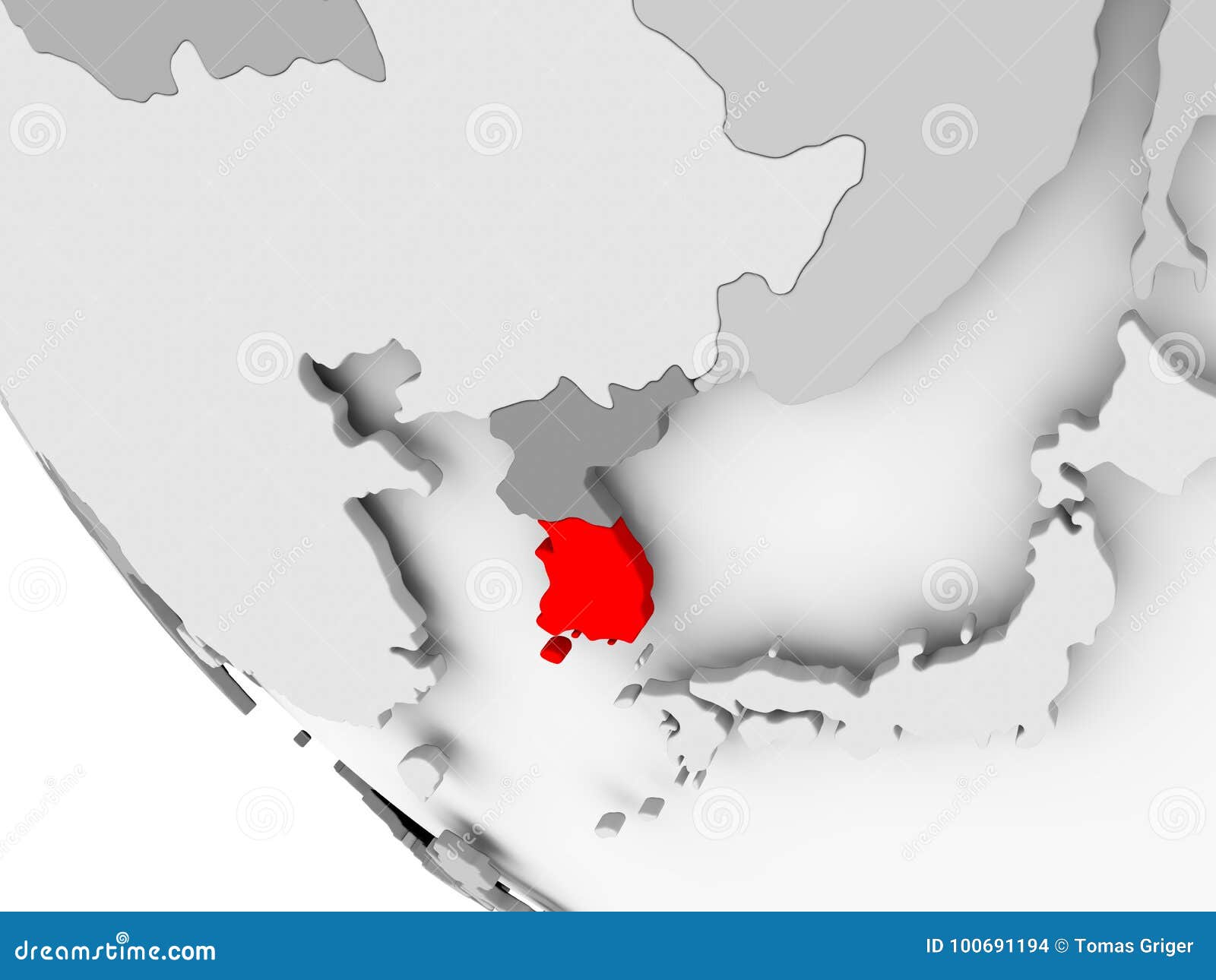Mapa De La Corea Del Sur En Rojo Stock de ilustración - Ilustración de ...