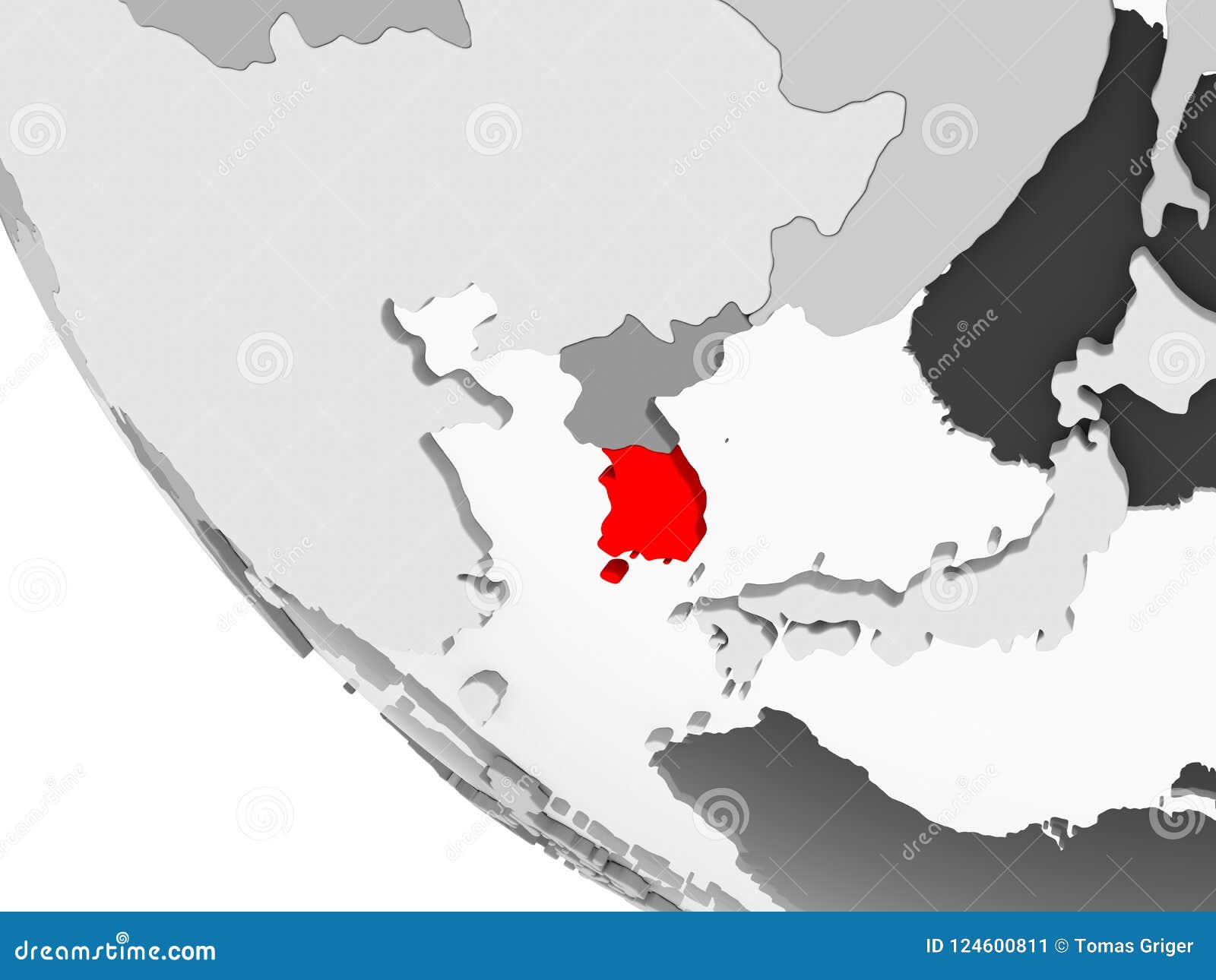 Mapa De La Corea Del Sur En Rojo Stock de ilustración - Ilustración de ...