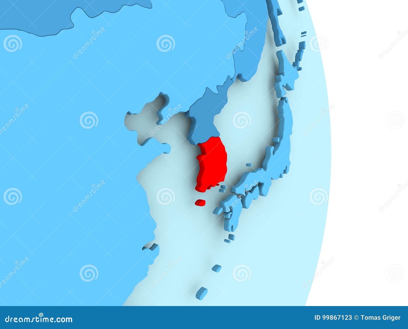 Mapa De La Corea Del Sur En Rojo Stock de ilustración - Ilustración de ...