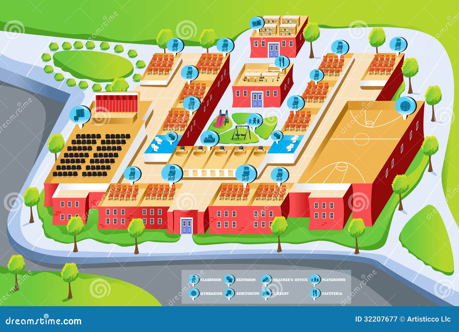 Mapa de la escuela ilustración del vector. Ilustración de auditorio - 32207677