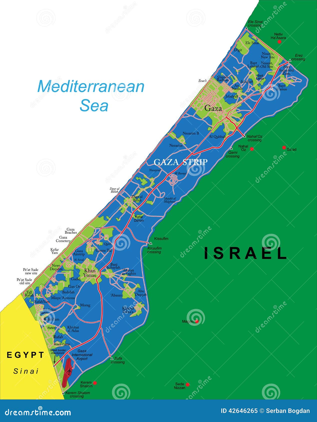 Mapa de la Franja de Gaza ilustración del vector. Ilustración de medio ...