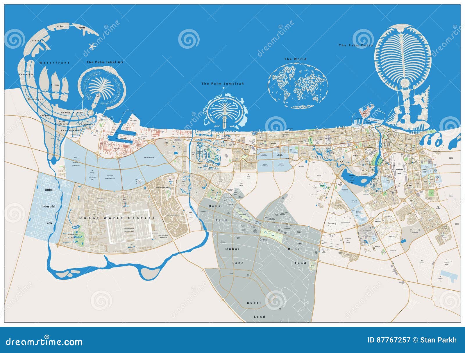Mapa De La Gran Ciudad De Dubai Ilustración del Vector - Ilustración de ...