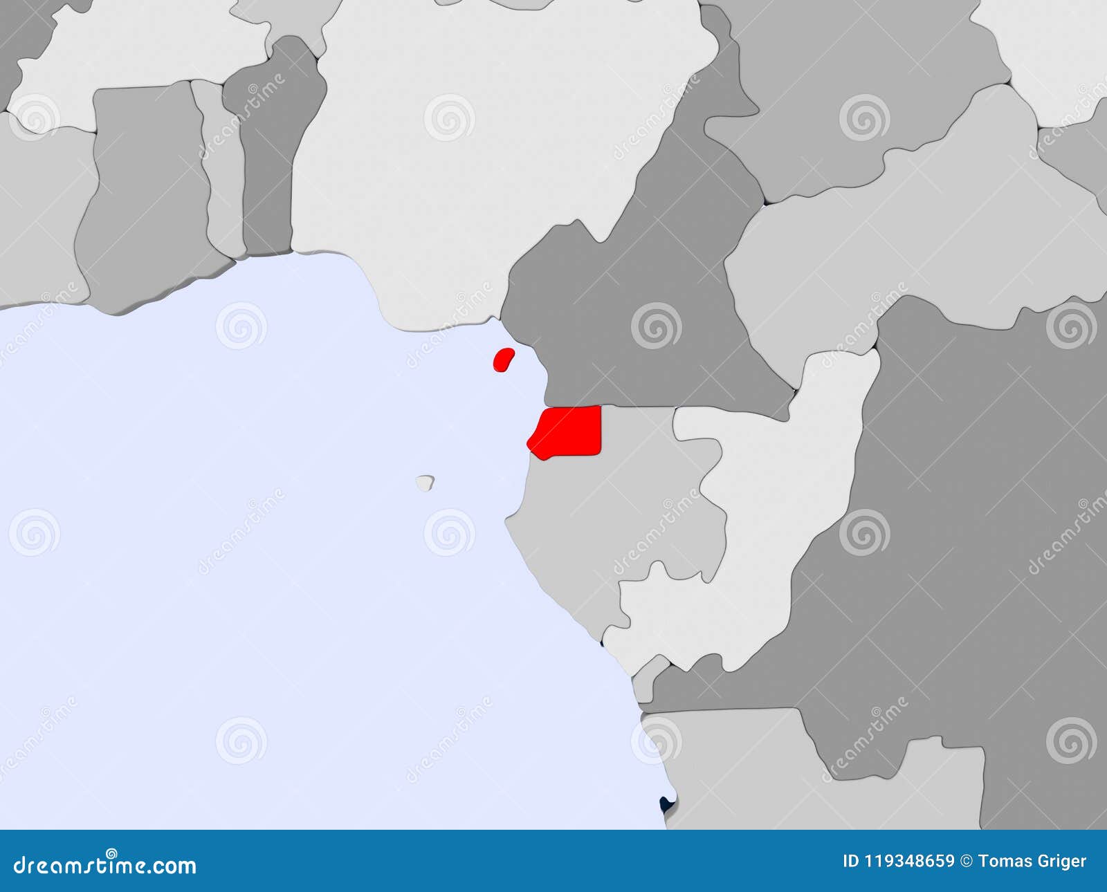 Mapa De La Guinea Ecuatorial Stock de ilustración - Ilustración de ...