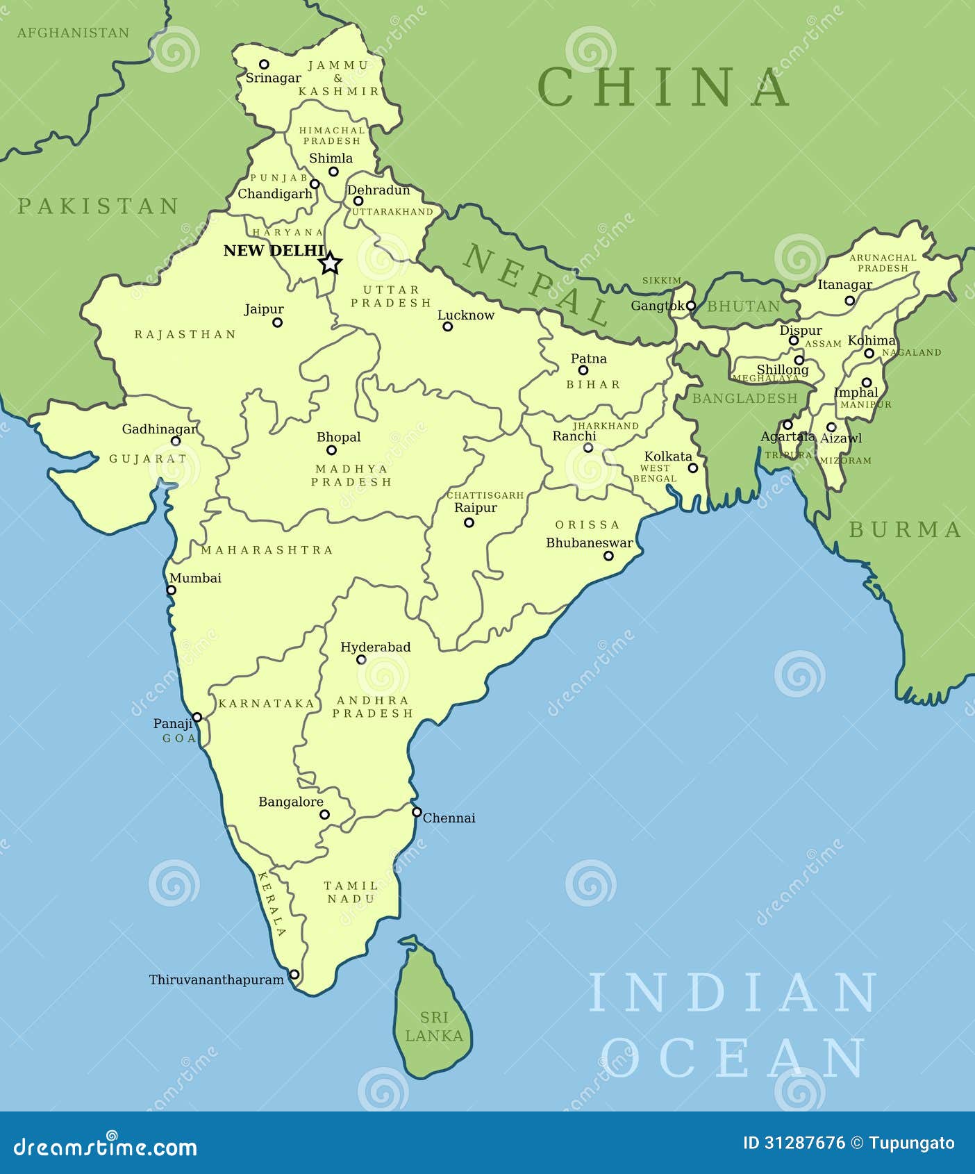 Mapa De La India Imagen de archivo libre de regalías - Imagen: 31287676