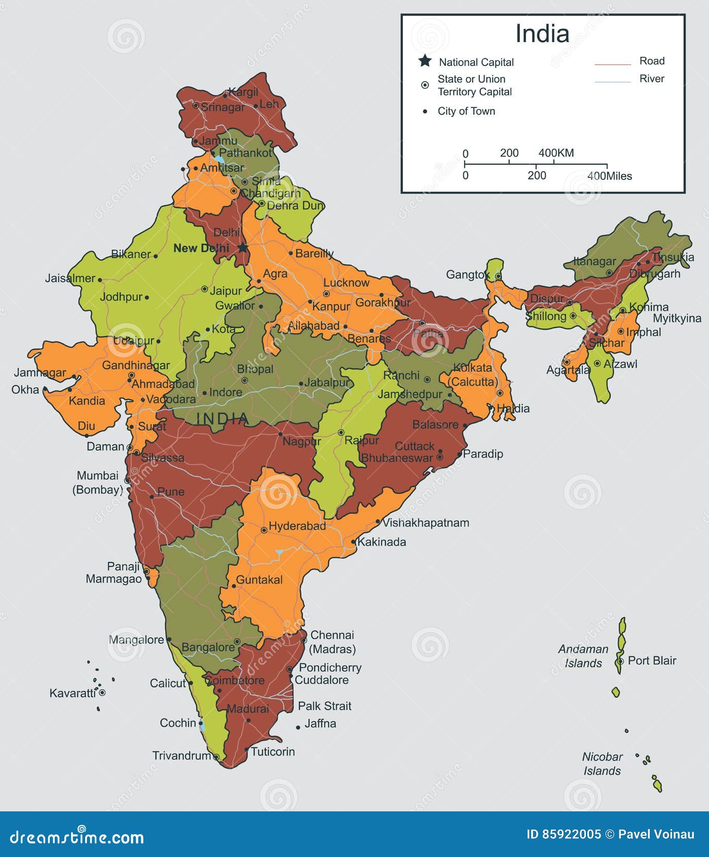 Vectores De Stock De India Mapa Politico Ilustraciones De India Mapa Images