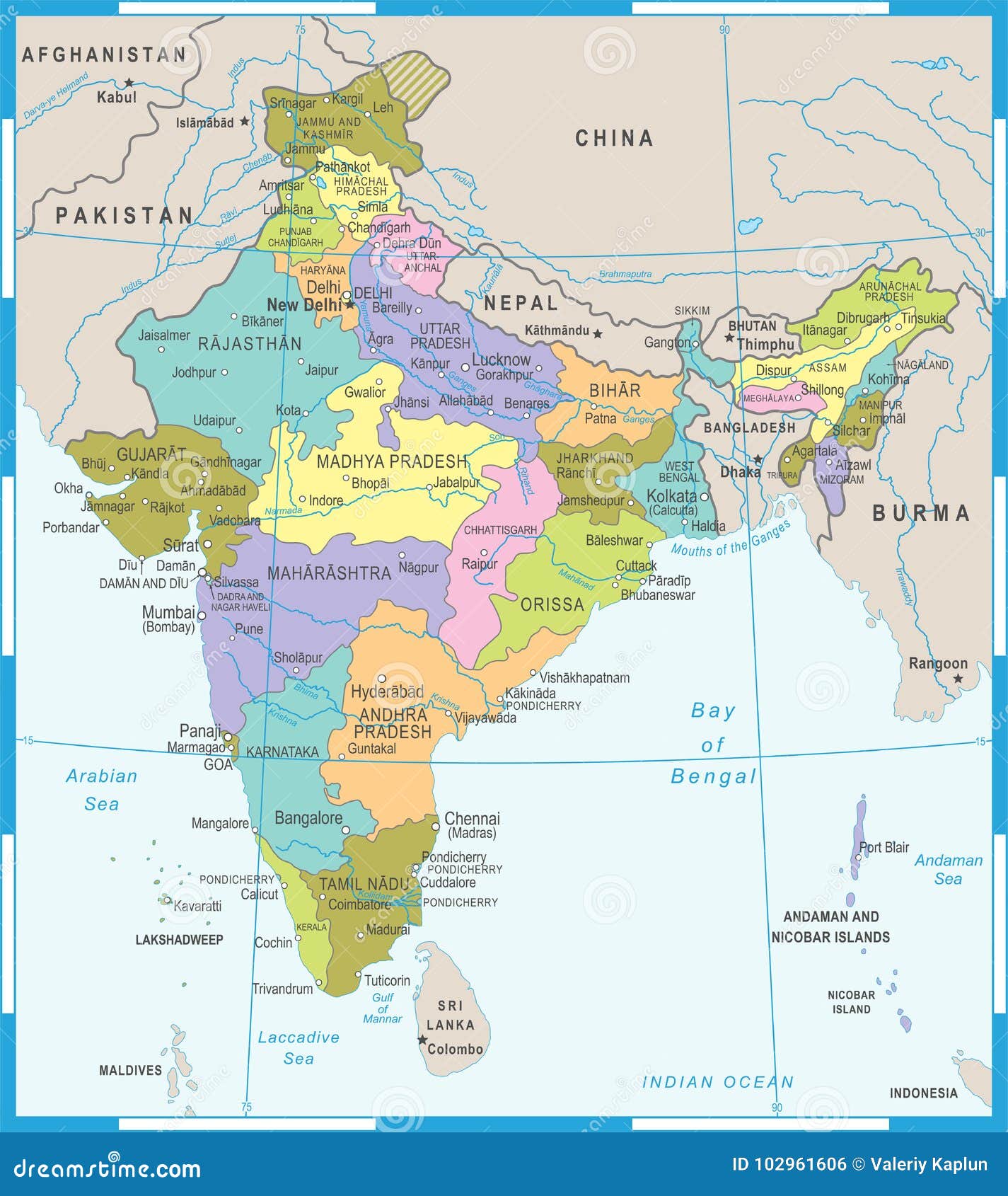 Mapa De La India - Ejemplo Del Vector Stock de ilustración ...