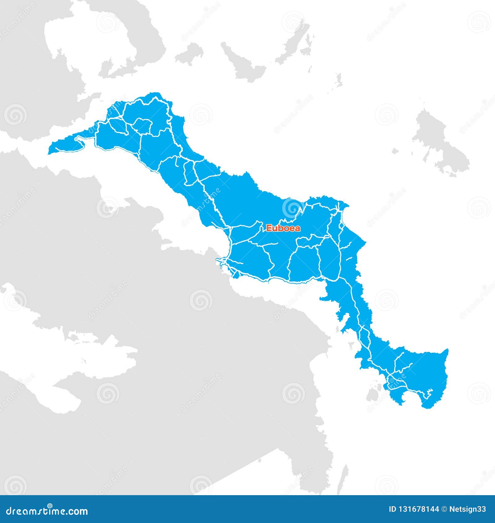 Mapa De La Isla De Euboea, Grecia Ilustración del Vector - Ilustración ...
