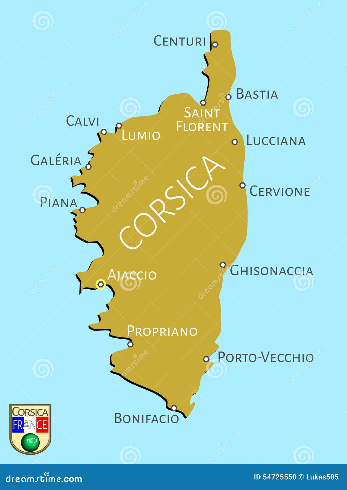Mapa De La Isla Francesa De Córcega Ilustración del Vector ...