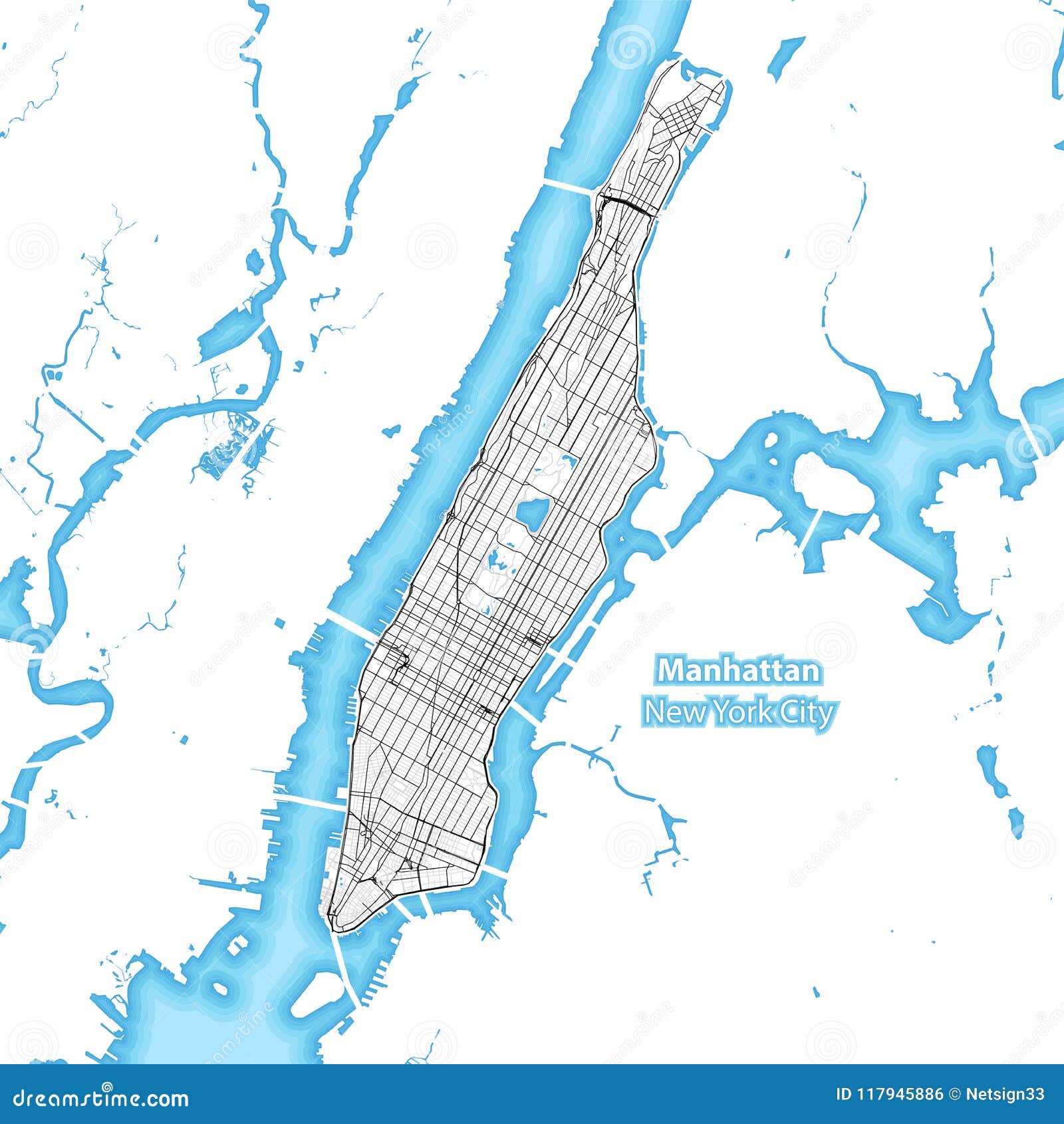 Mapa De La Isla De Manhattan-nueva York Guía De Los Barrios Y