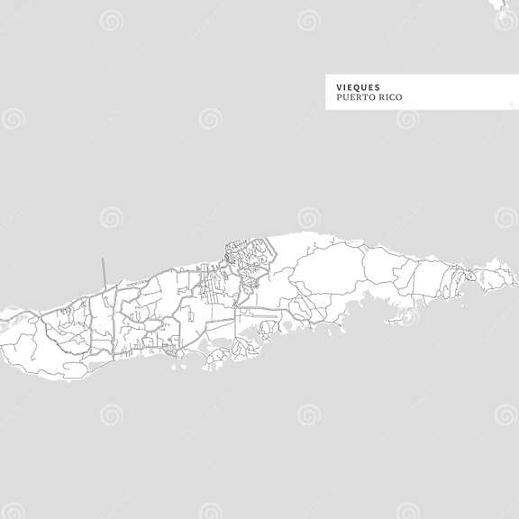 Mapa de la isla de Vieques ilustración del vector. Ilustración de alto ...