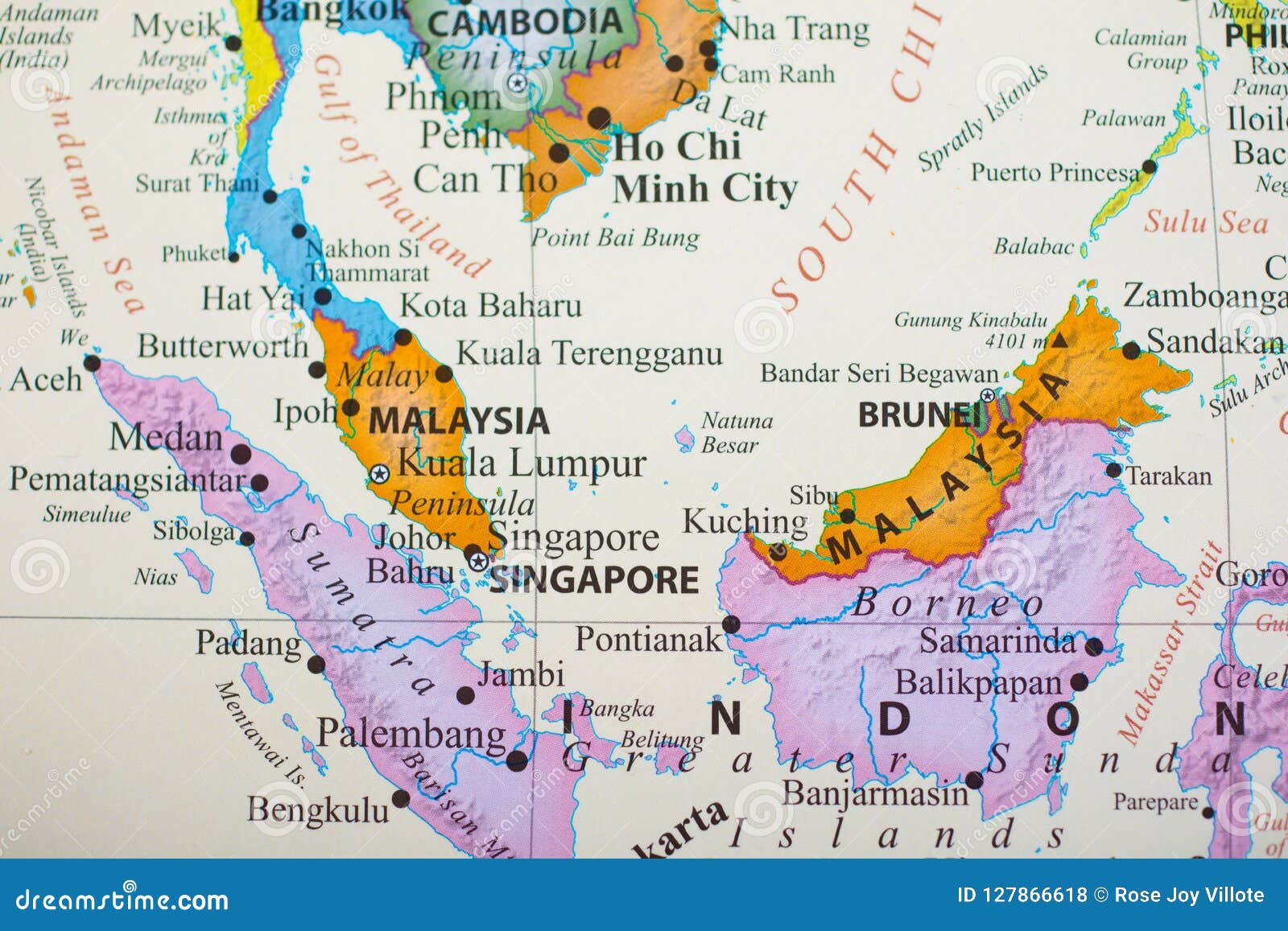 Mapa De La Parte Meridional De Asia Sudoriental Foto de archivo ...