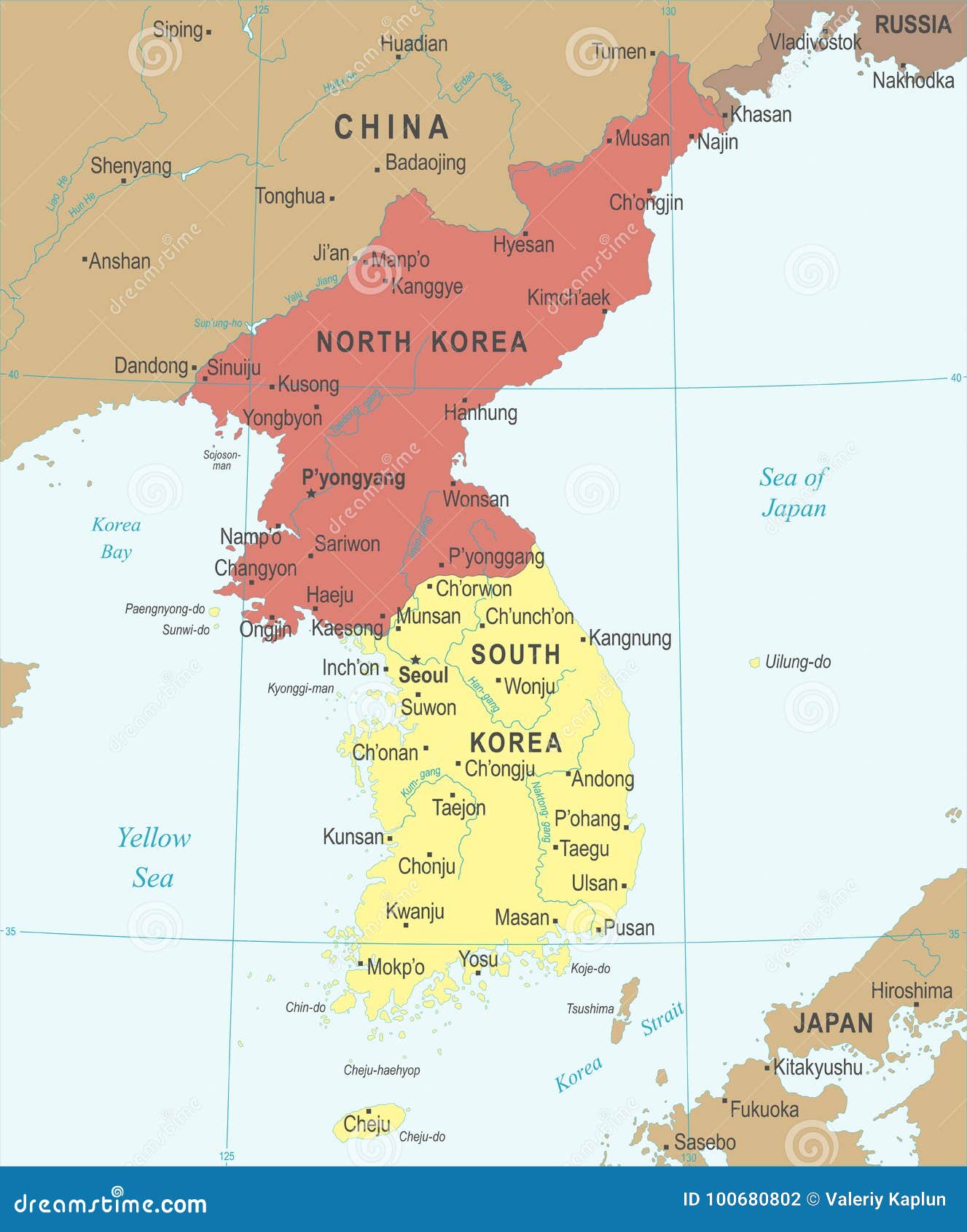 Mapa De La Península De Corea - Ejemplo Del Vector Stock de ilustración ...