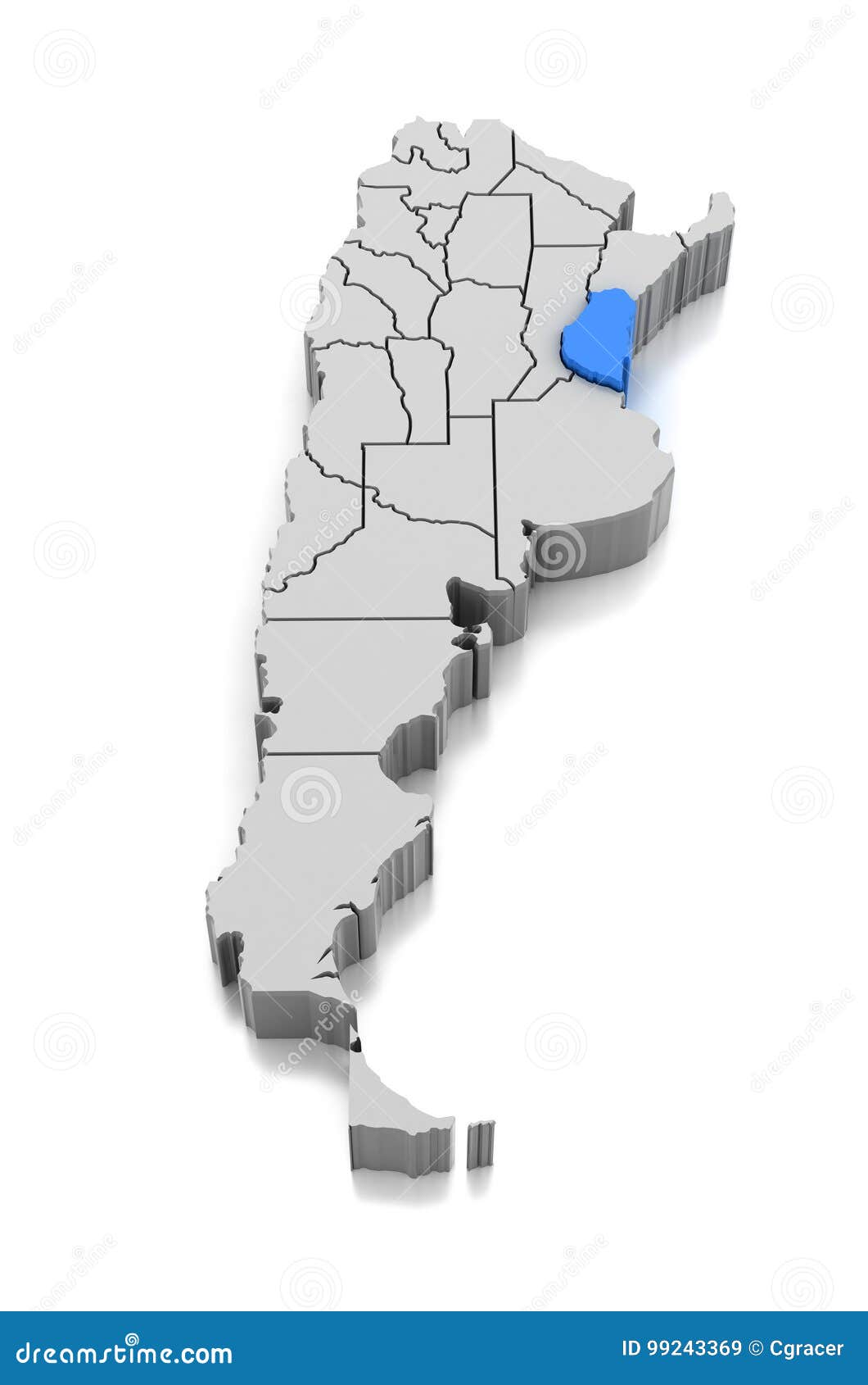 Mapa De La Provincia De Entre Rios, La Argentina Stock de ilustración ...