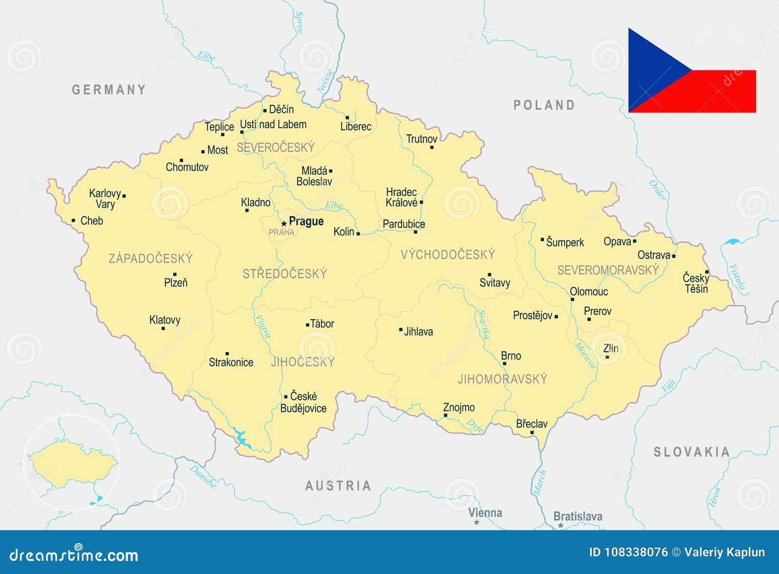 Mapa De La República Checa - Ejemplo Detallado Del Vector Stock de ...