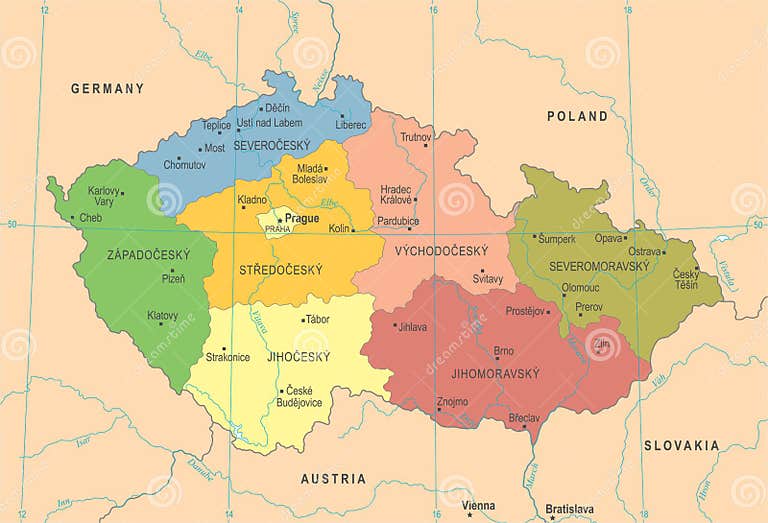 Mapa De La República Checa - Ejemplo Detallado Del Vector Stock de ...
