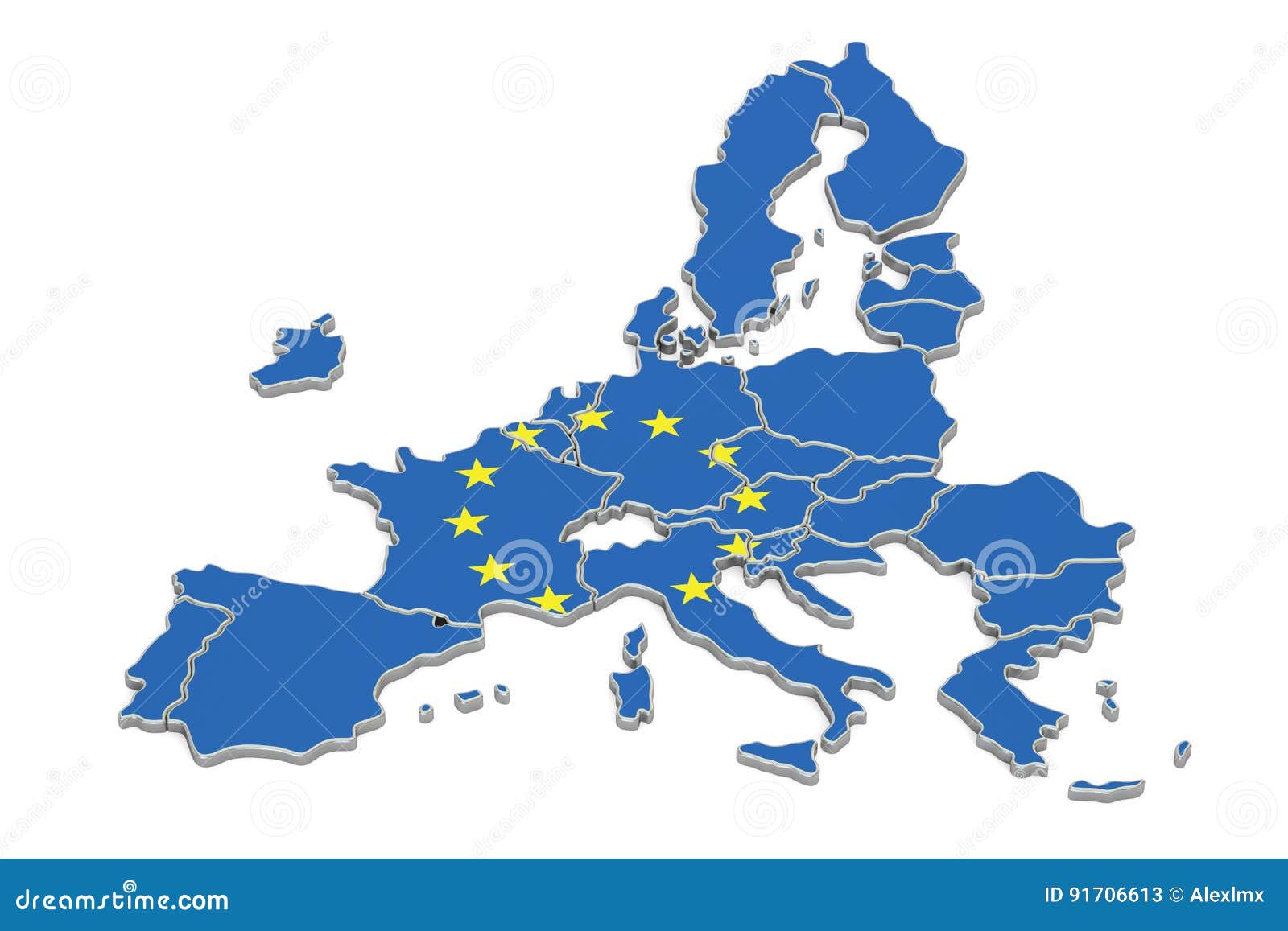 Mapa De La Unión Europea, 3D Stock de ilustración - Ilustración de ...