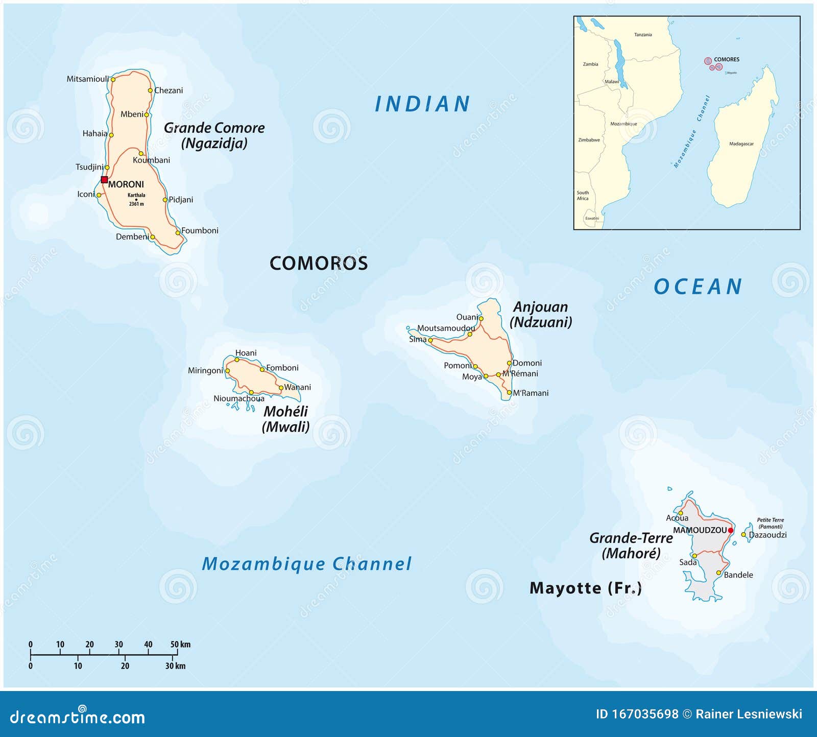 Mapa De La Unión De Las Comoras Y Mayotte Ilustración del Vector ...