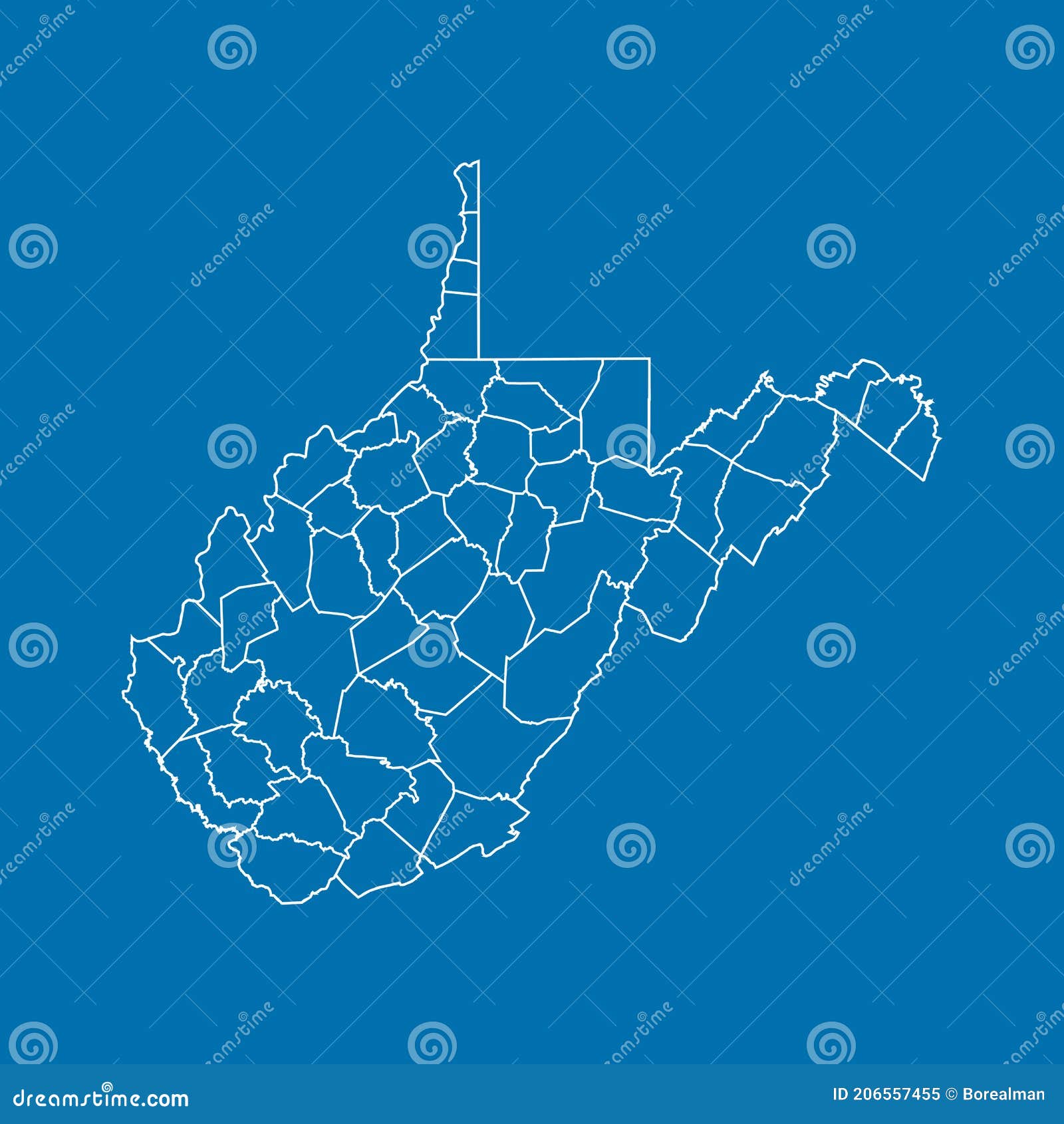 Mapa De La Virginia Occidental Ilustración del Vector - Ilustración de ...