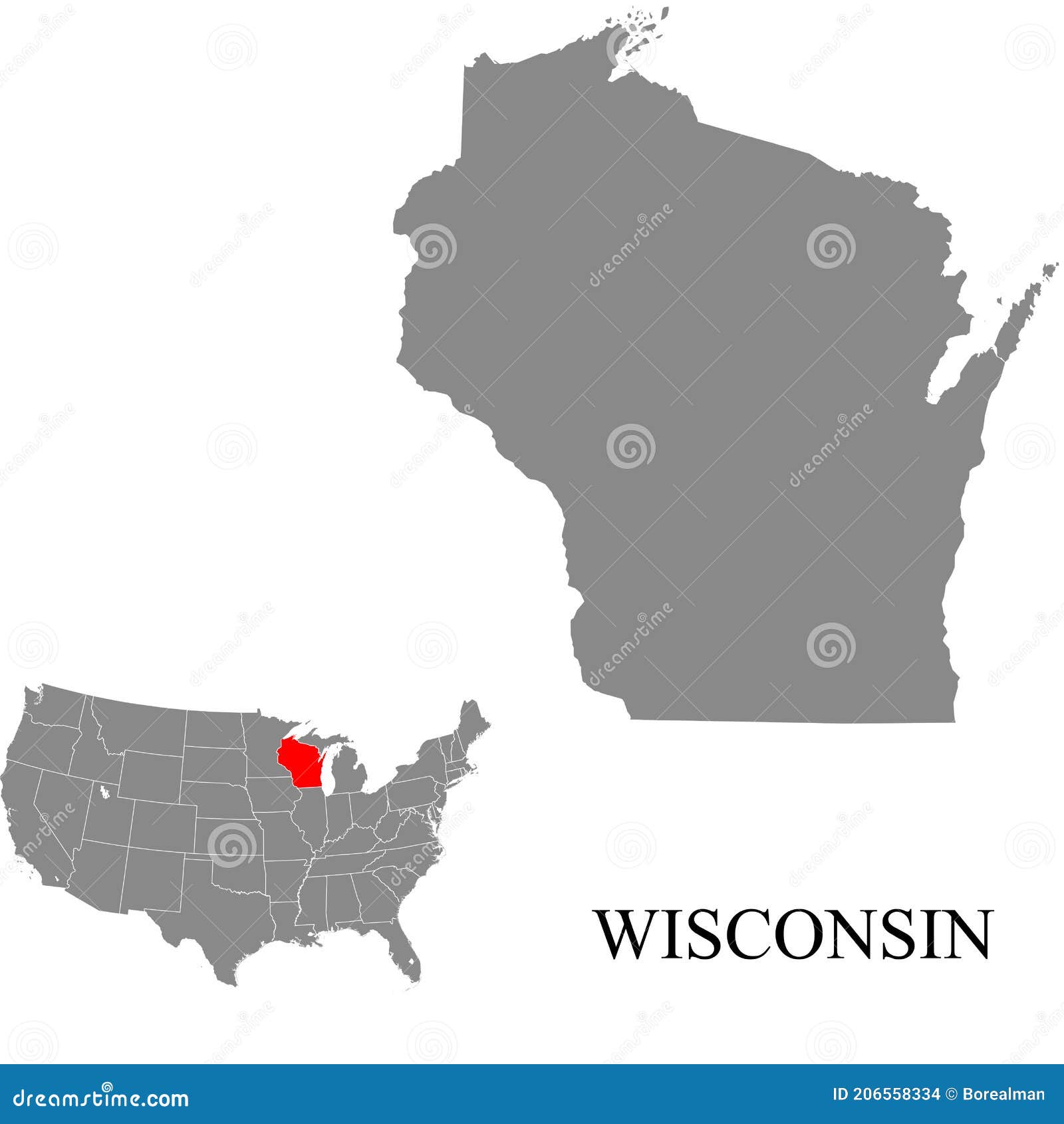 Mapa de la wisconsin ilustración del vector. Ilustración de federal ...