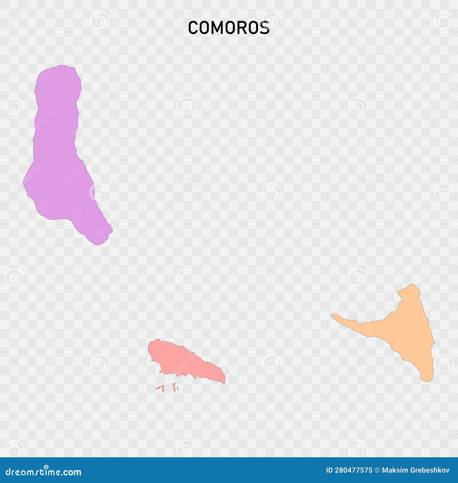 Mapa De Las Comoras De Color Aislado Ilustración del Vector ...