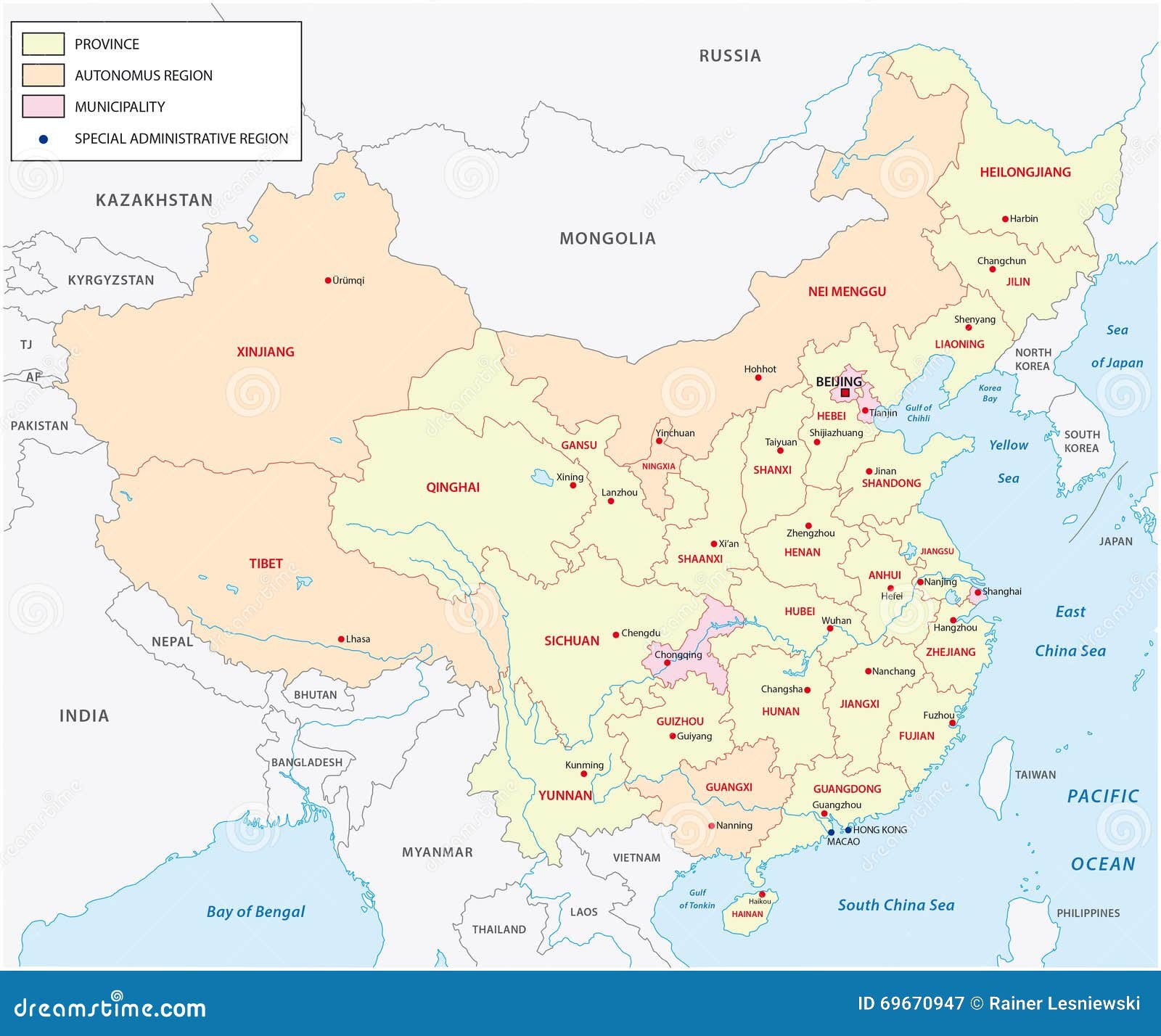 Mapa De Las Regiones De China Stock de ilustración - Ilustración de especial, oriente: 69670947