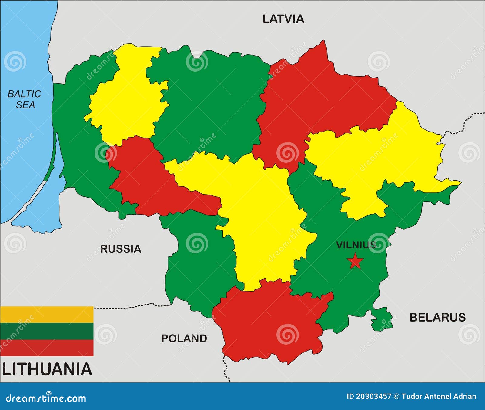 Mapa de Lithuania ilustração stock. Ilustração de isolado - 20303457