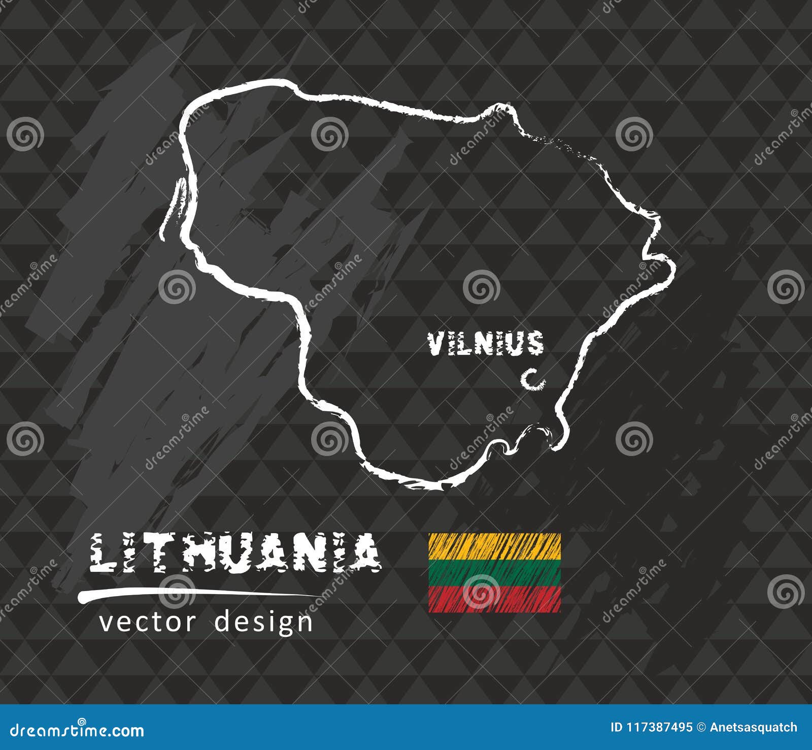 Mapa De Lituania, Ejemplo Del Vector Del Bosquejo De La Tiza ...