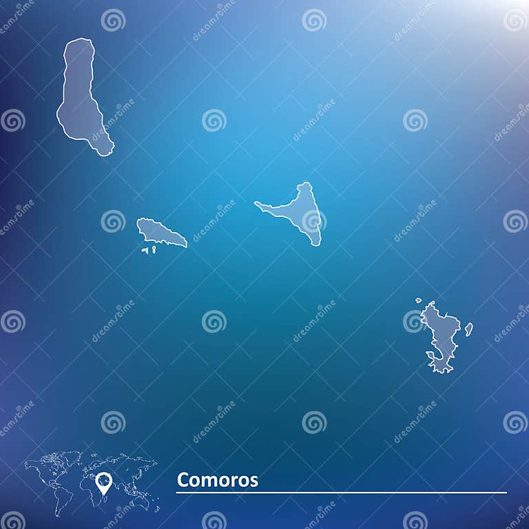 Mapa de los Comoro ilustración del vector. Ilustración de profundidad ...