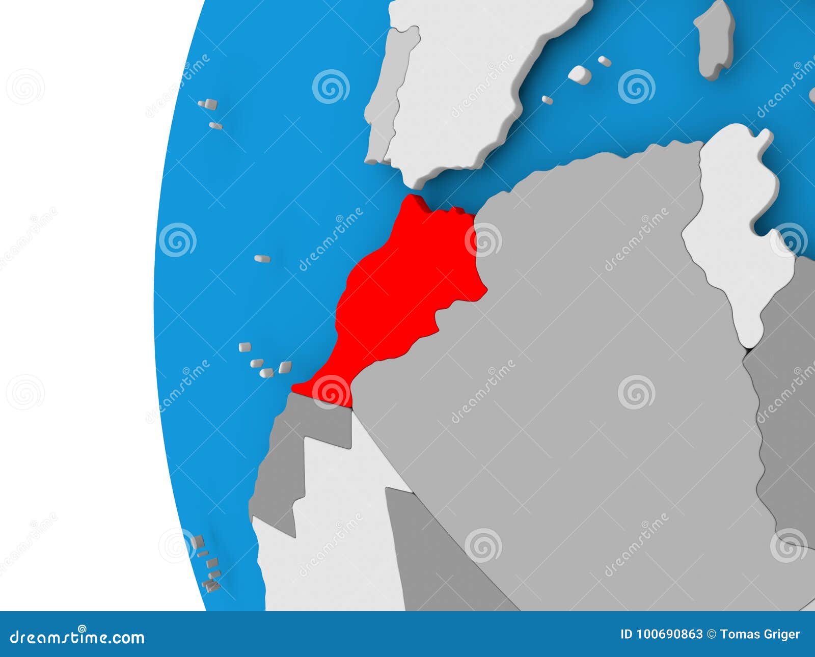 Mapa De Marrocos No Globo Político Ilustração Stock - Ilustração de ...