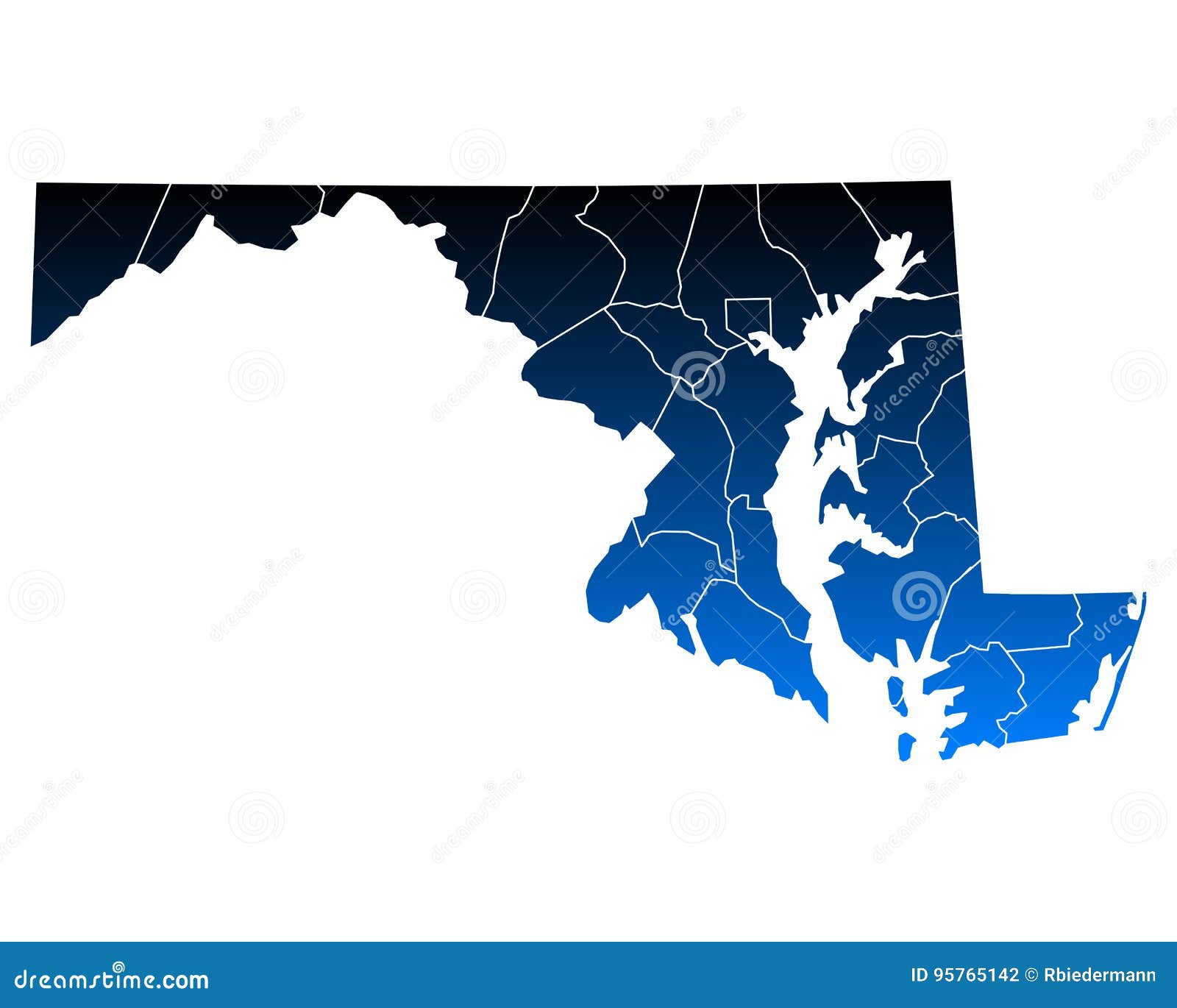Mapa de Maryland ilustração do vetor. Ilustração de mariland - 95765142